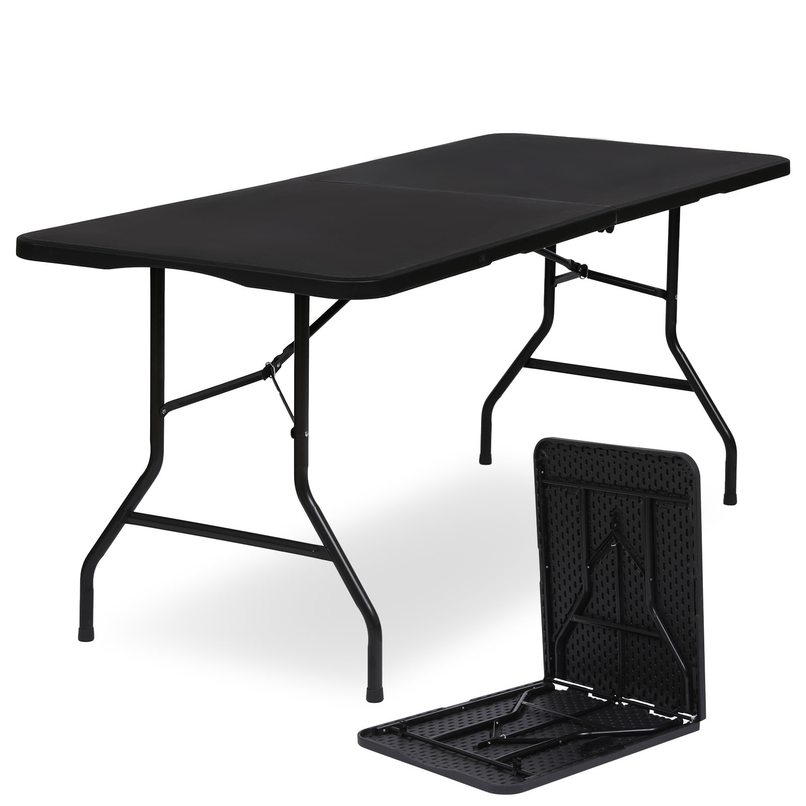 AKIUDEX 6ft Rectangle Plastic Folding Table, Easy to Clean, Indoor ...