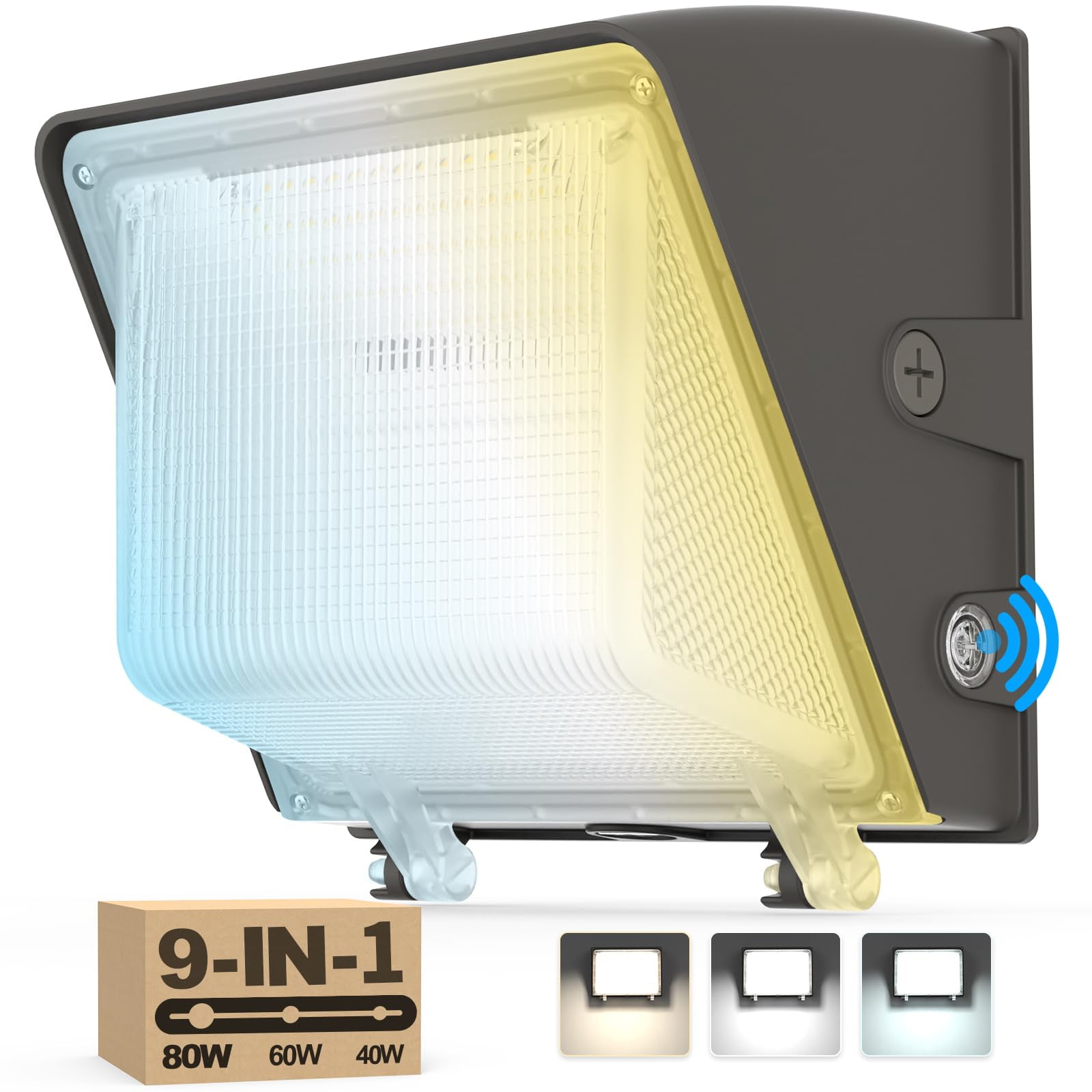 AKK 80W LED Wall Pack 60W 40W Tunable, 3 Color Switchable 12000LM (Eqv ...