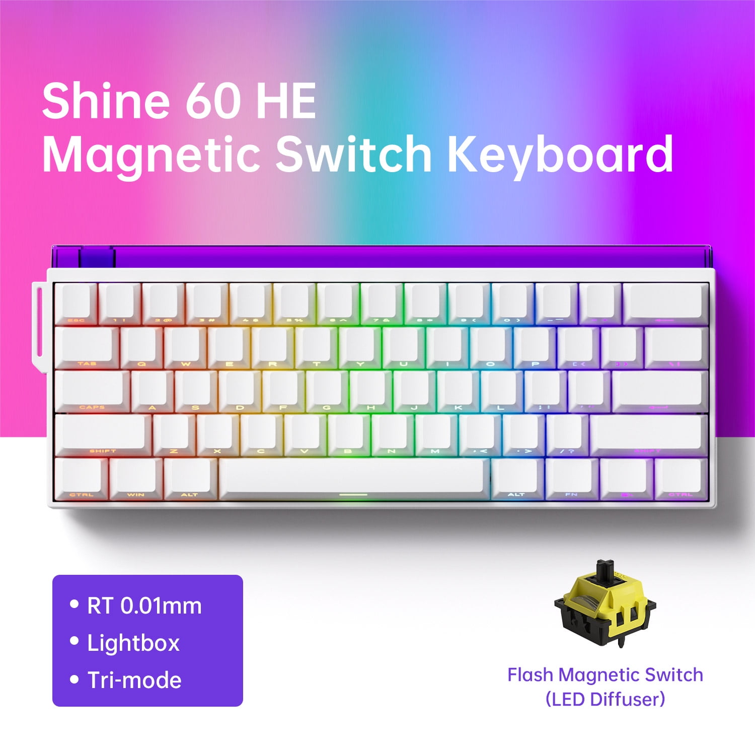 AKKO x Veekos Shine60 HE Magnetic Switch Keyboard 60% Rapid Trigger ...
