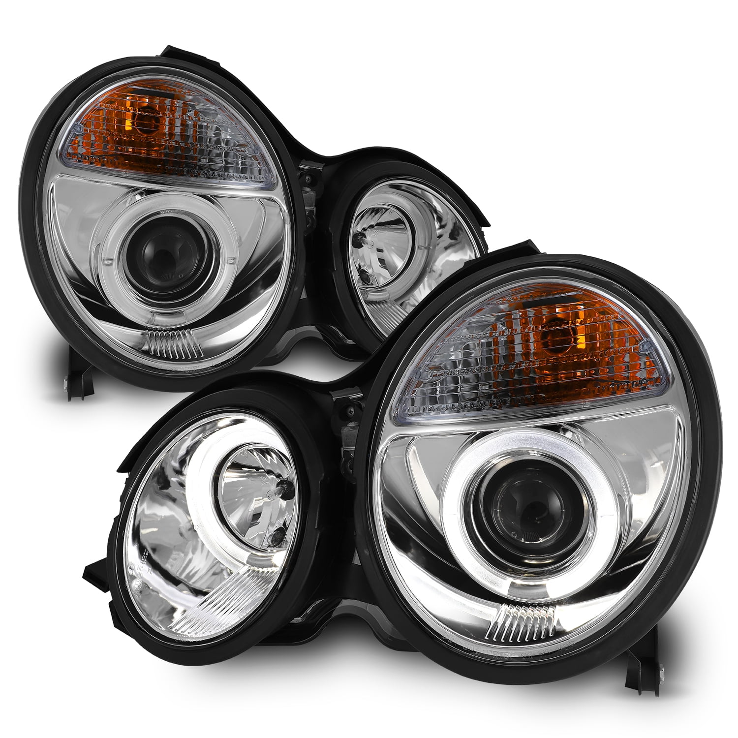 AKKON - Benz W210 E-Class 4 Doors Sedan Chrome Dual Halo Projector ...