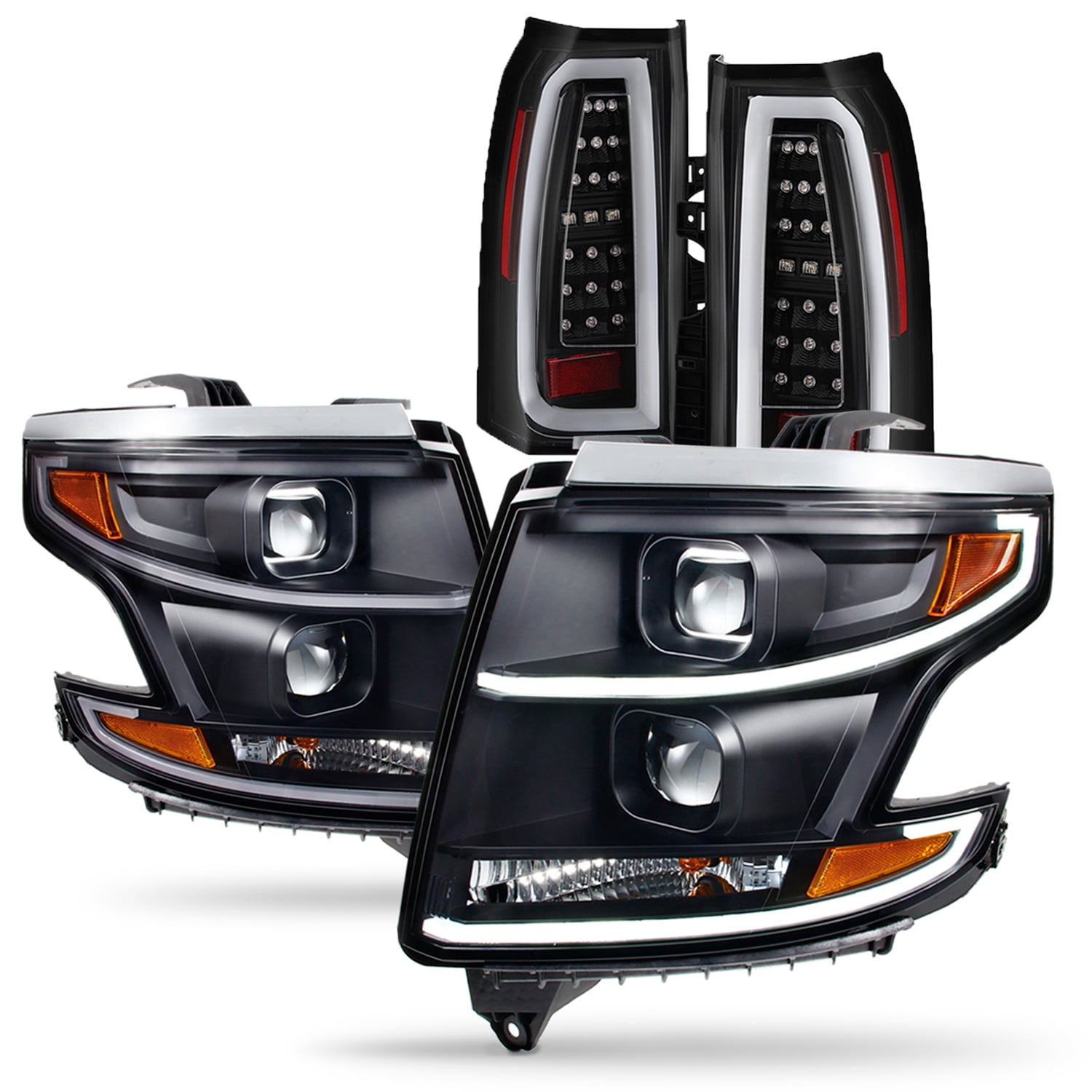 AKKON - [Black] 2015-2020 Chevy Suburban Tahoe Halogen Type Models LED ...