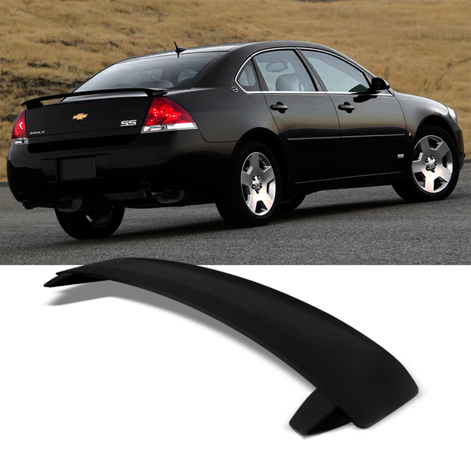 AKKON Black Rear Trunk Spoiler Compatible with 2006-2016 Chevy Impala ...