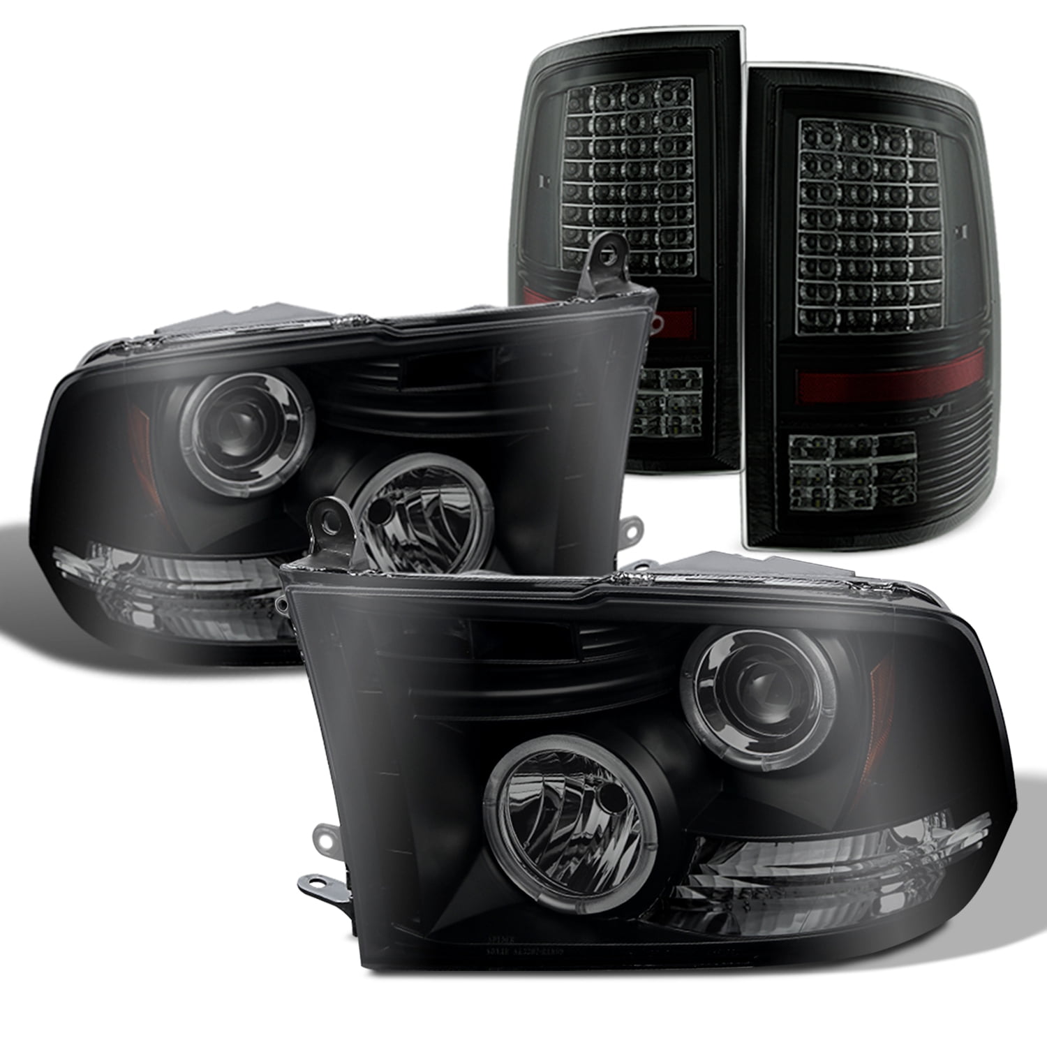 AKKON - [Black Smoke Bezel]Fits 2009-2018 Dodge Ram Dual LED Projector ...