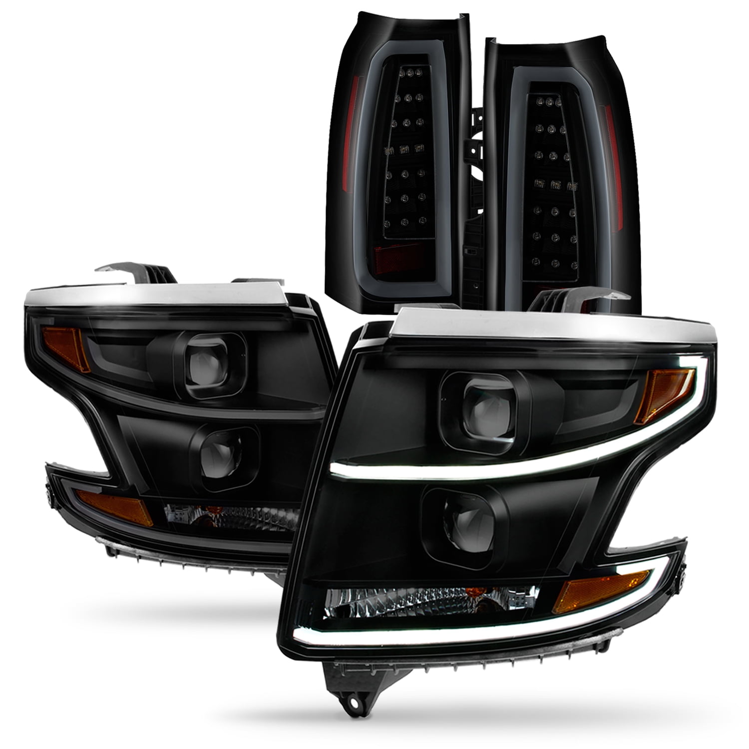 AKKON - [Black Smoked] 2015-2020 Chevy Suburban Tahoe Halogen Type ...