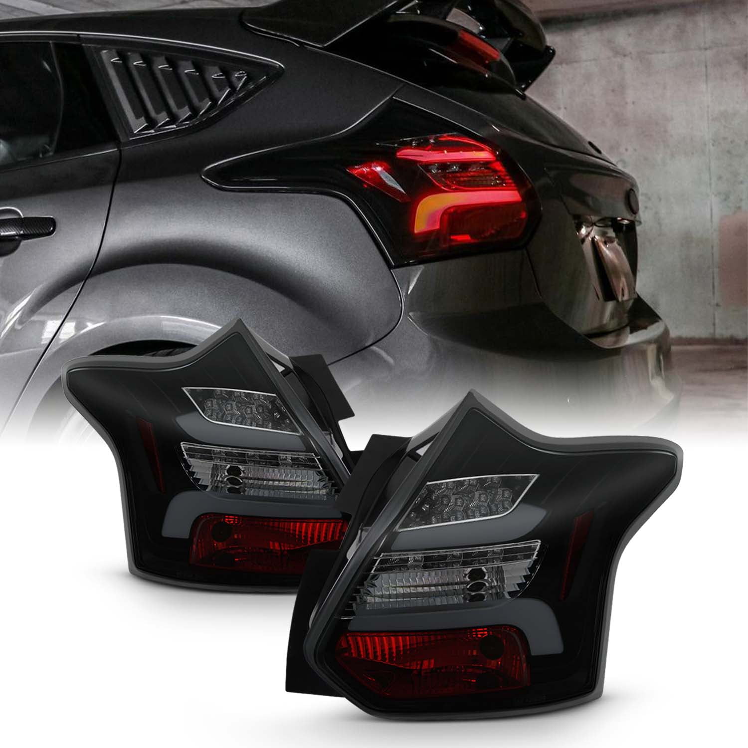 AKKON - Black Smoked For 2012-2014 Ford Focus Hatchback [SEQUENTIAL ...