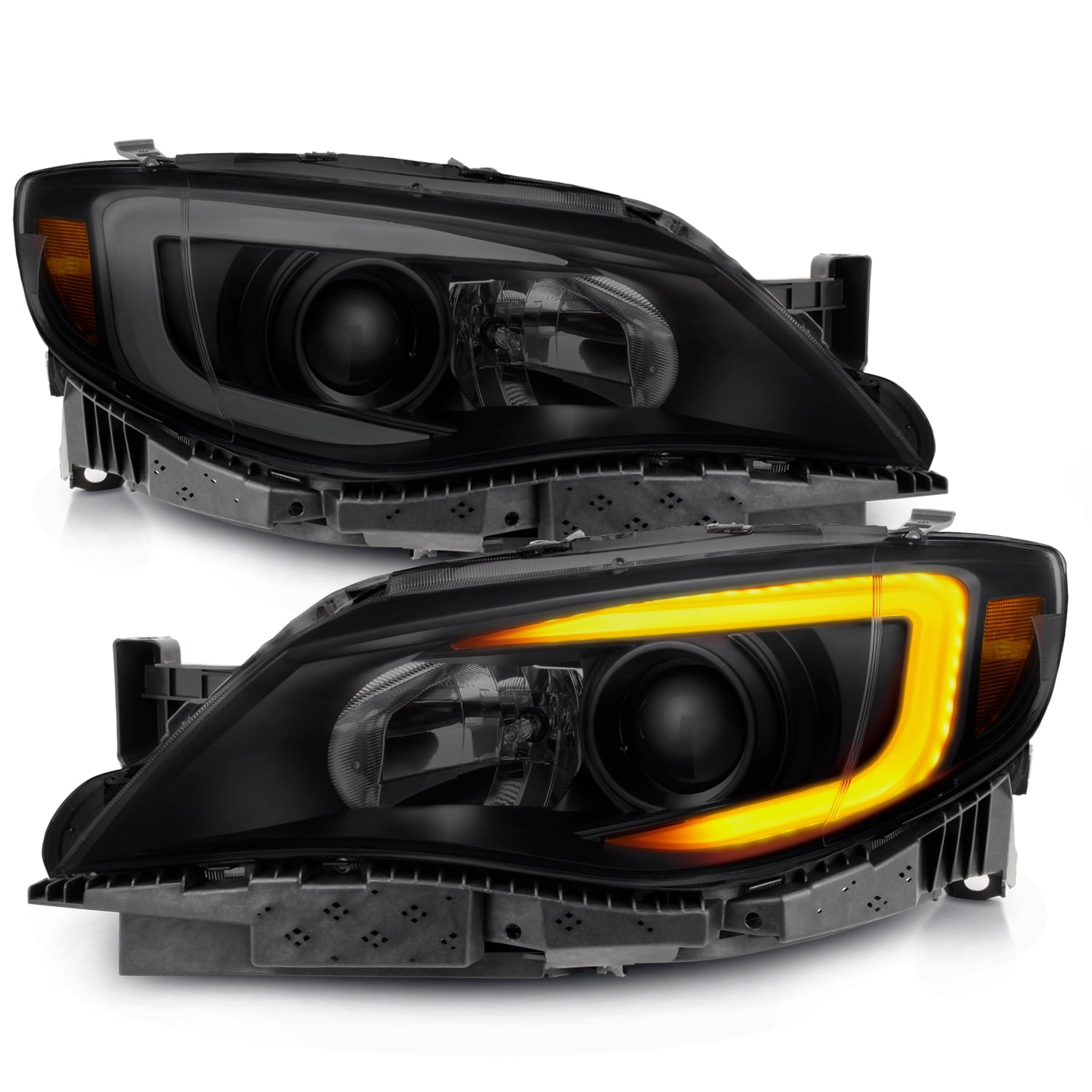 AKKON - [C-Style] [Black Smoked] For 08-14 Subaru Impreza WRX LED DRL ...