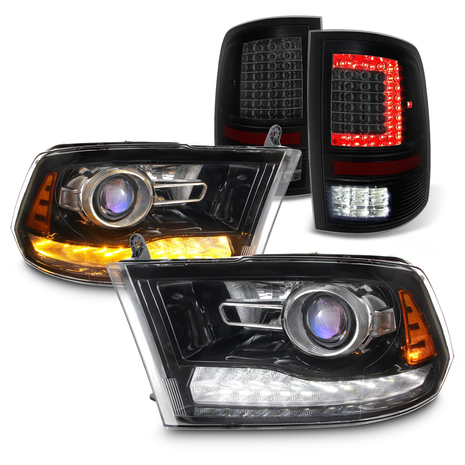 AKKON - Fit 09-18 Dodge Ram New LED DRL Projector Switchback Headlighs ...