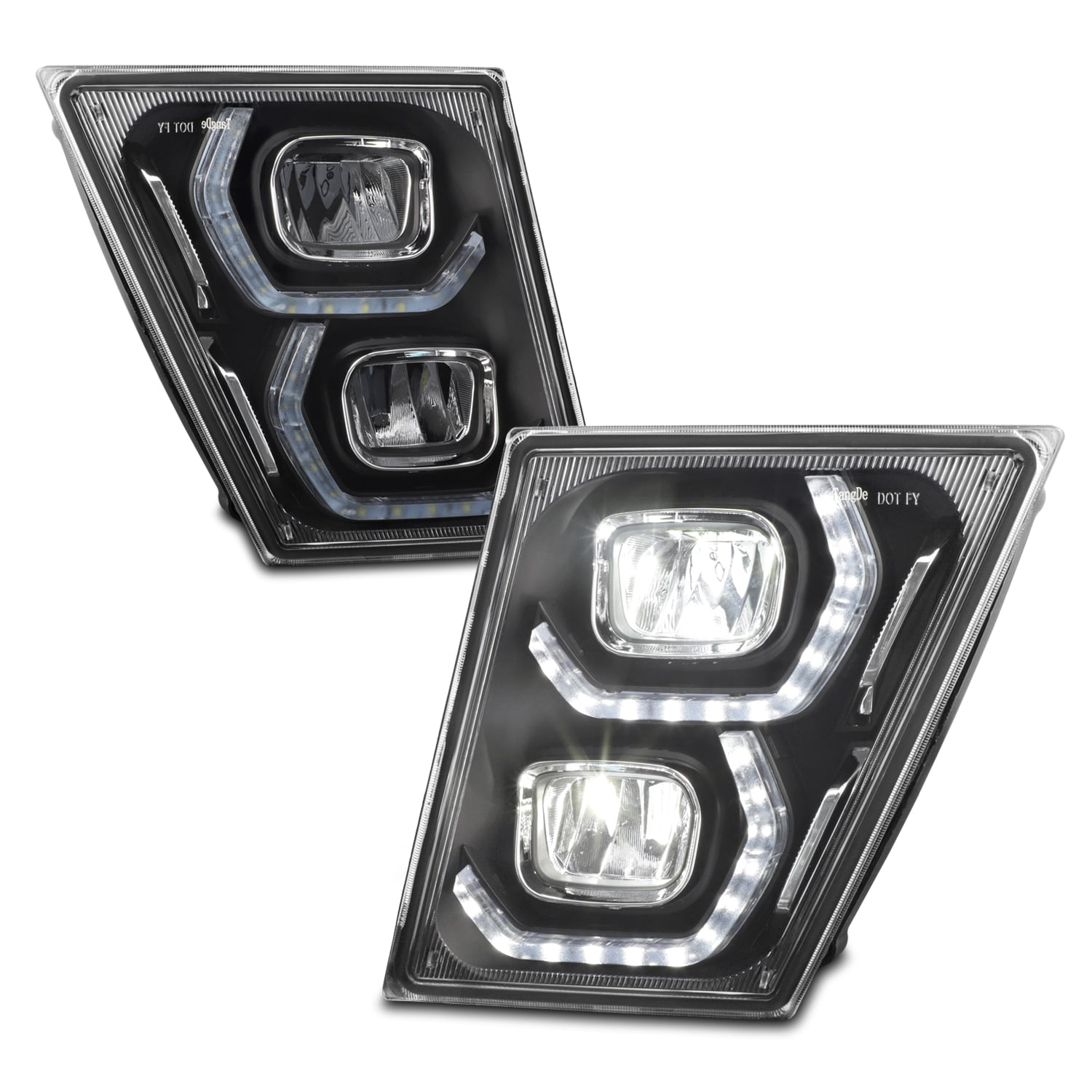 AKKON - 2003-2017 Volvo VNL Auxiliary LED Fog Light Assemblies, Black ...