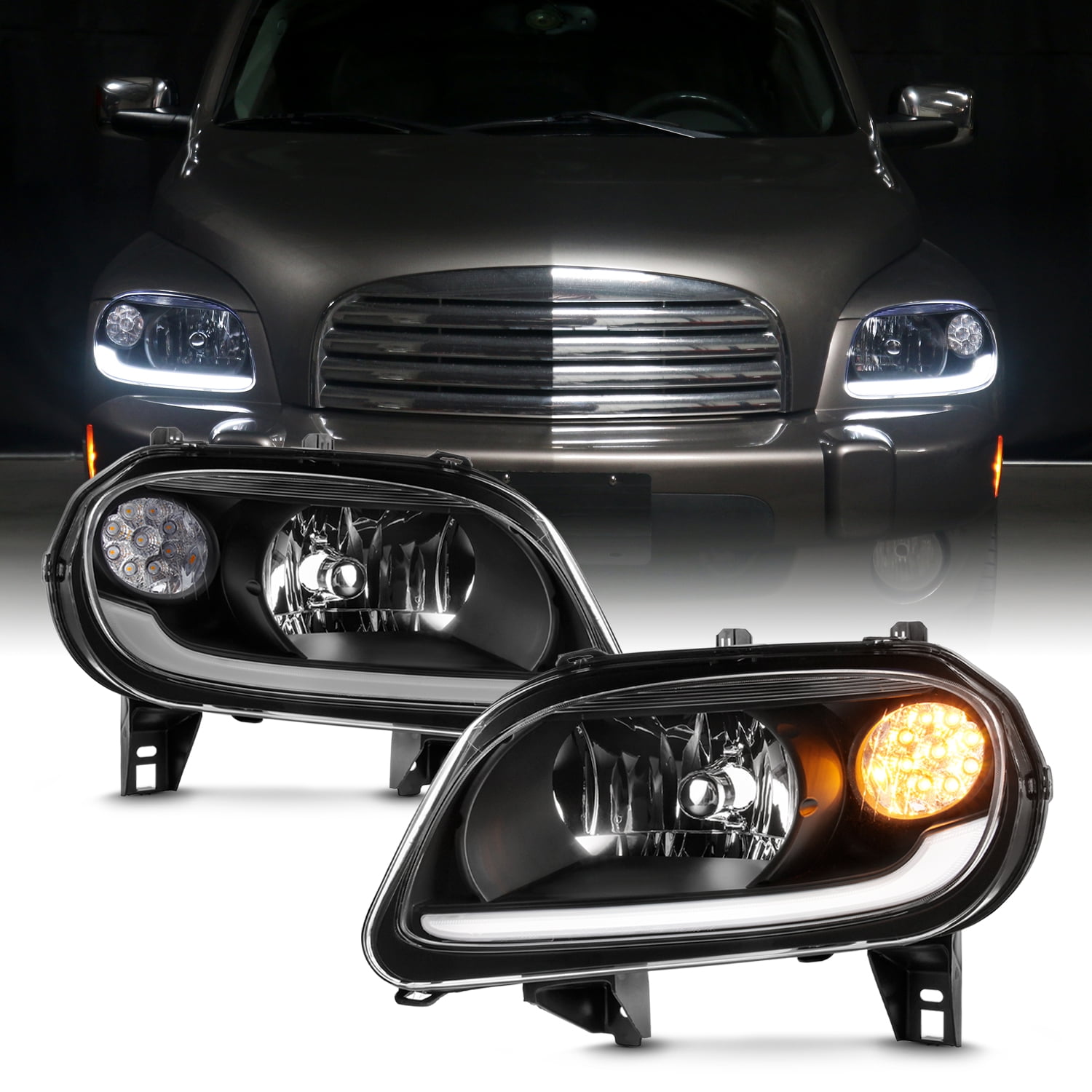 AKKON - Fit 2006-2011 Chevy HHR Halogen Type Headlights Headlamp with ...