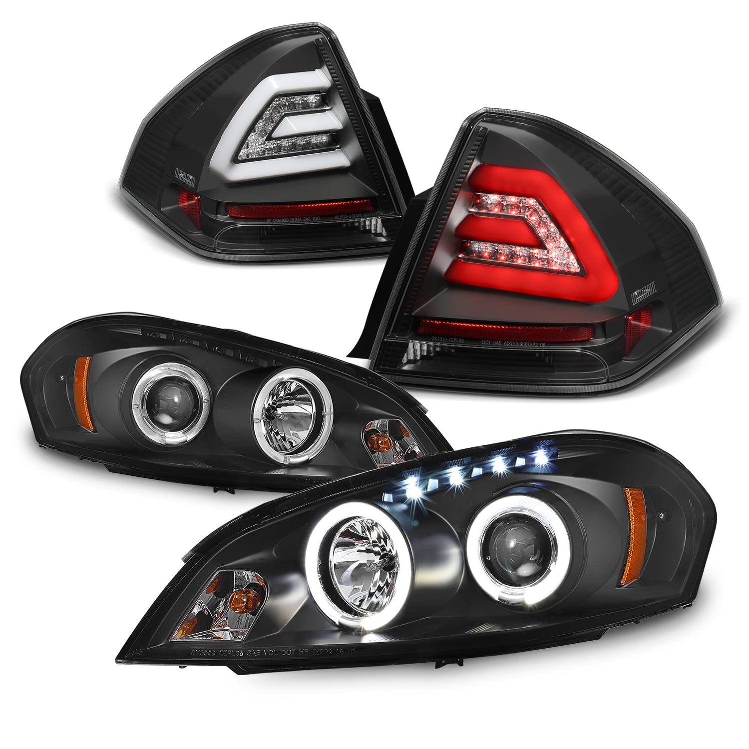 AKKON - Fit 2006-2013 Chevy Impala / Limited Dual DRL Projector LED ...