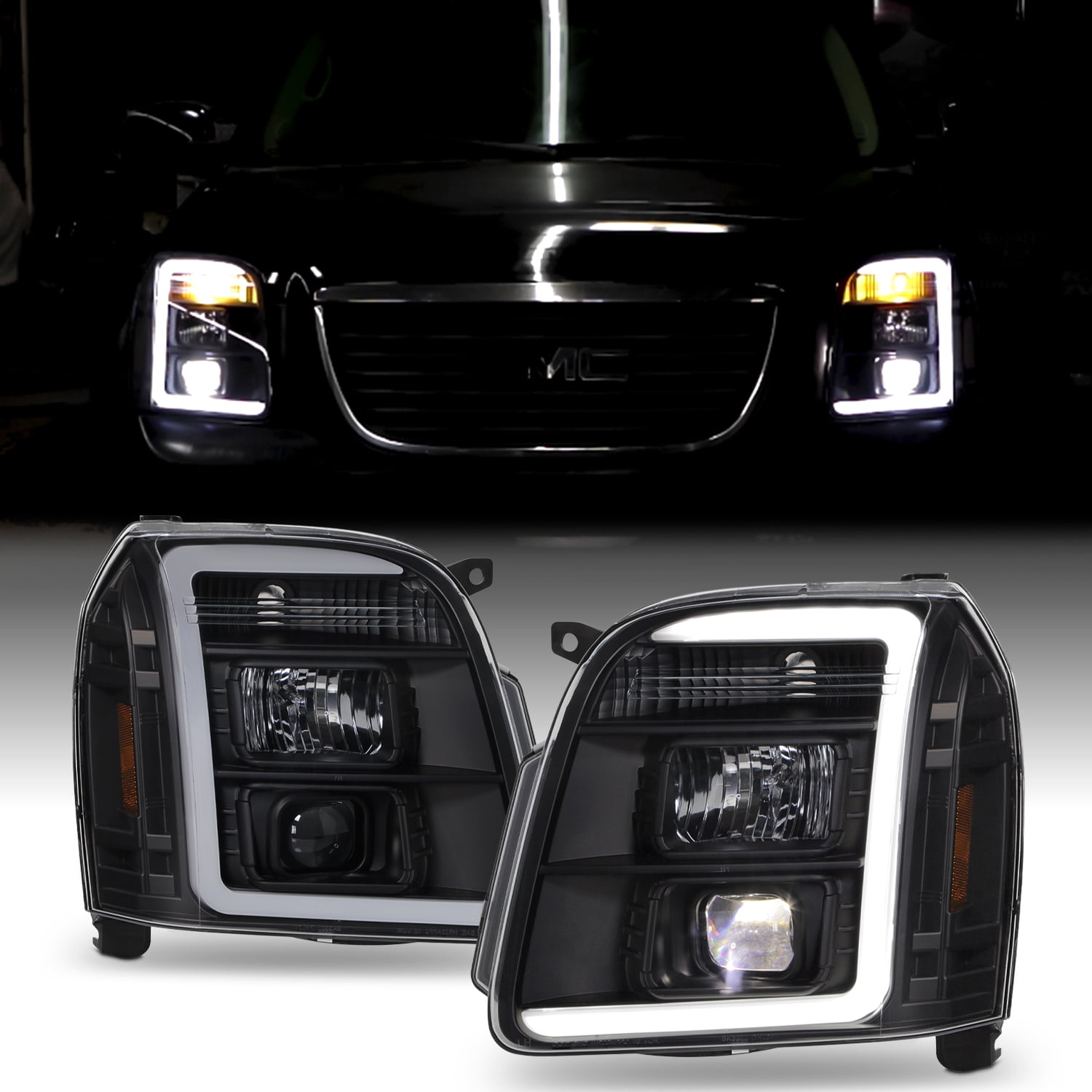 AKKON- Fit 2007-2014 GMC Yukon / Denali / Yukon XL LED Tube DRL ...