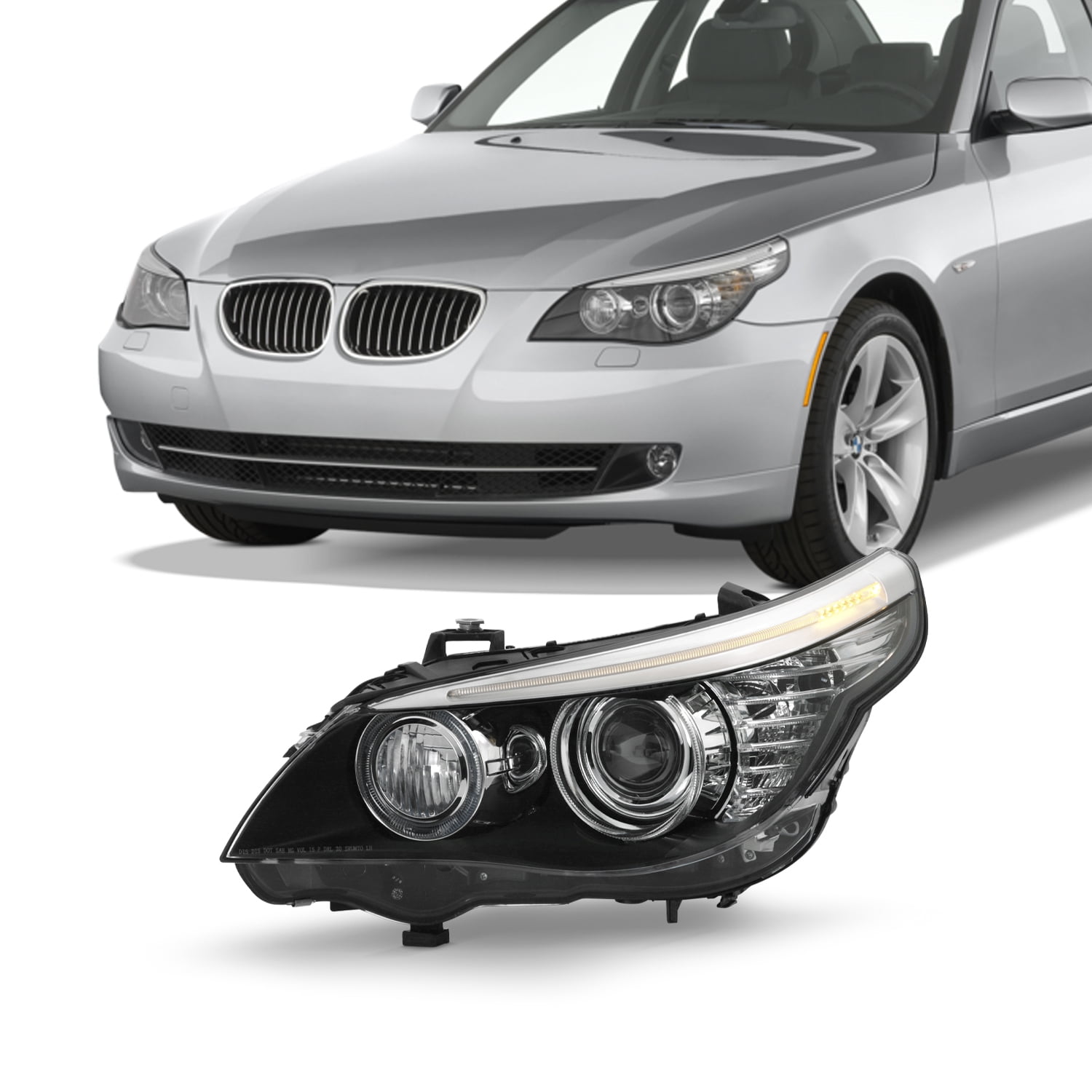 AKKON - Fit 2008-2010 BMW E61 E60 5-Series HID Models OE LED Rim Projector Headlights w/AFS ...