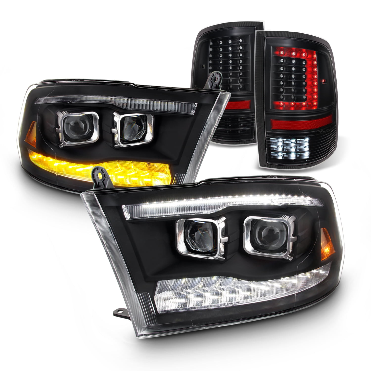 AKKON Dodge Ram 1500, 2500, 3500 Headlight Set, DRL, Turn Signal, LED ...