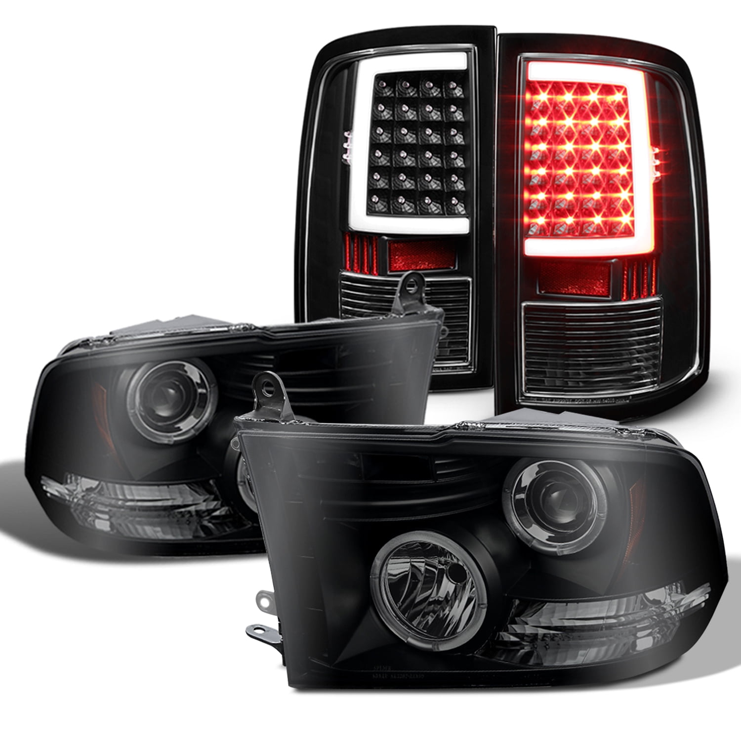 AKKON - Fit 2009-2018 Ram Dual LED DRL Projector Smoke Len Headlights ...