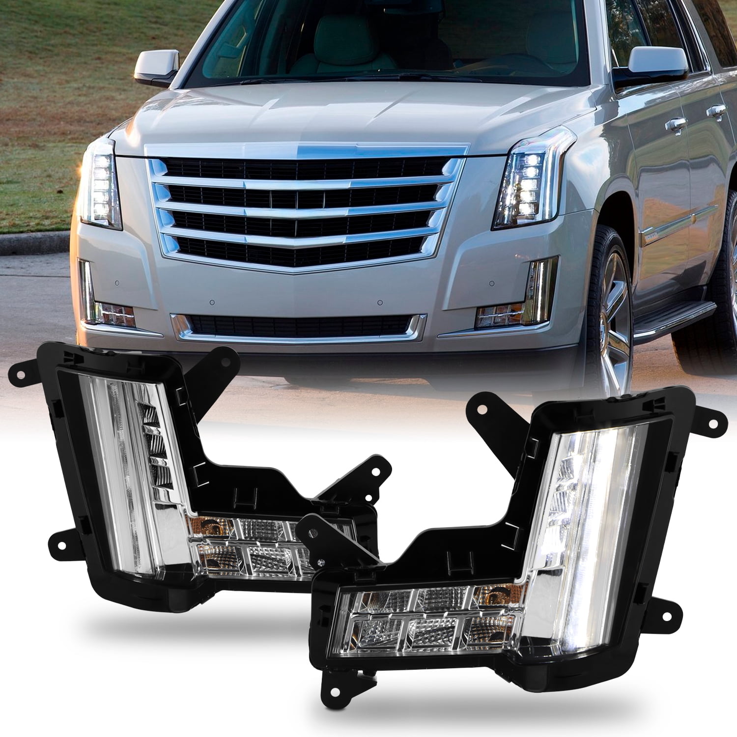 AKKON - Fit 2015-2020 Cadillac Escalade Front LED Fog Light w/DRL ...