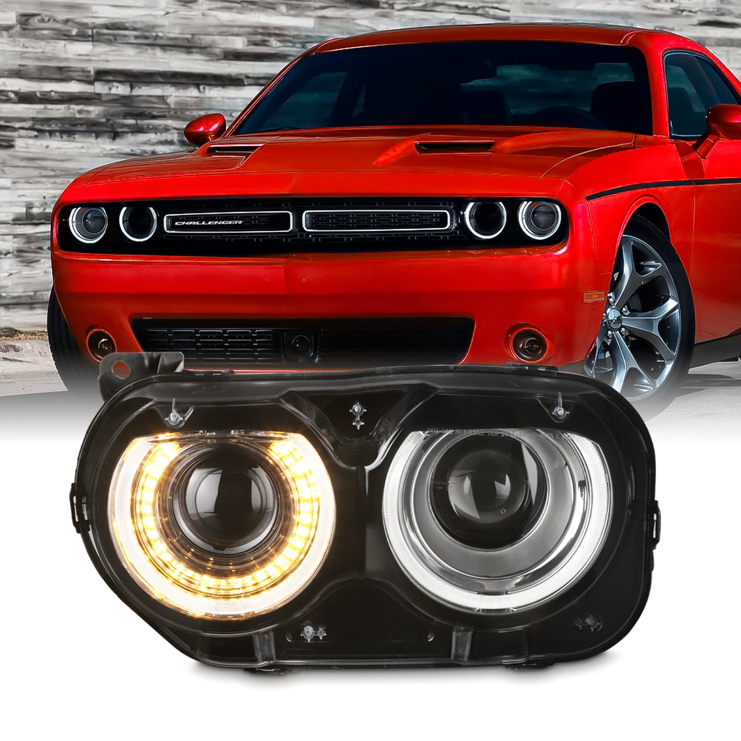 AKKON - Fit 2015-2020 Dodge Challenger Halogen Type Dual Beam ...