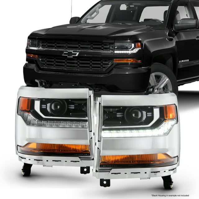 AKKON - Fit 2016 2017 2018 Chevy Silverado 1500 2019 1500LD [HID/Xenon] Projector Chrome ...