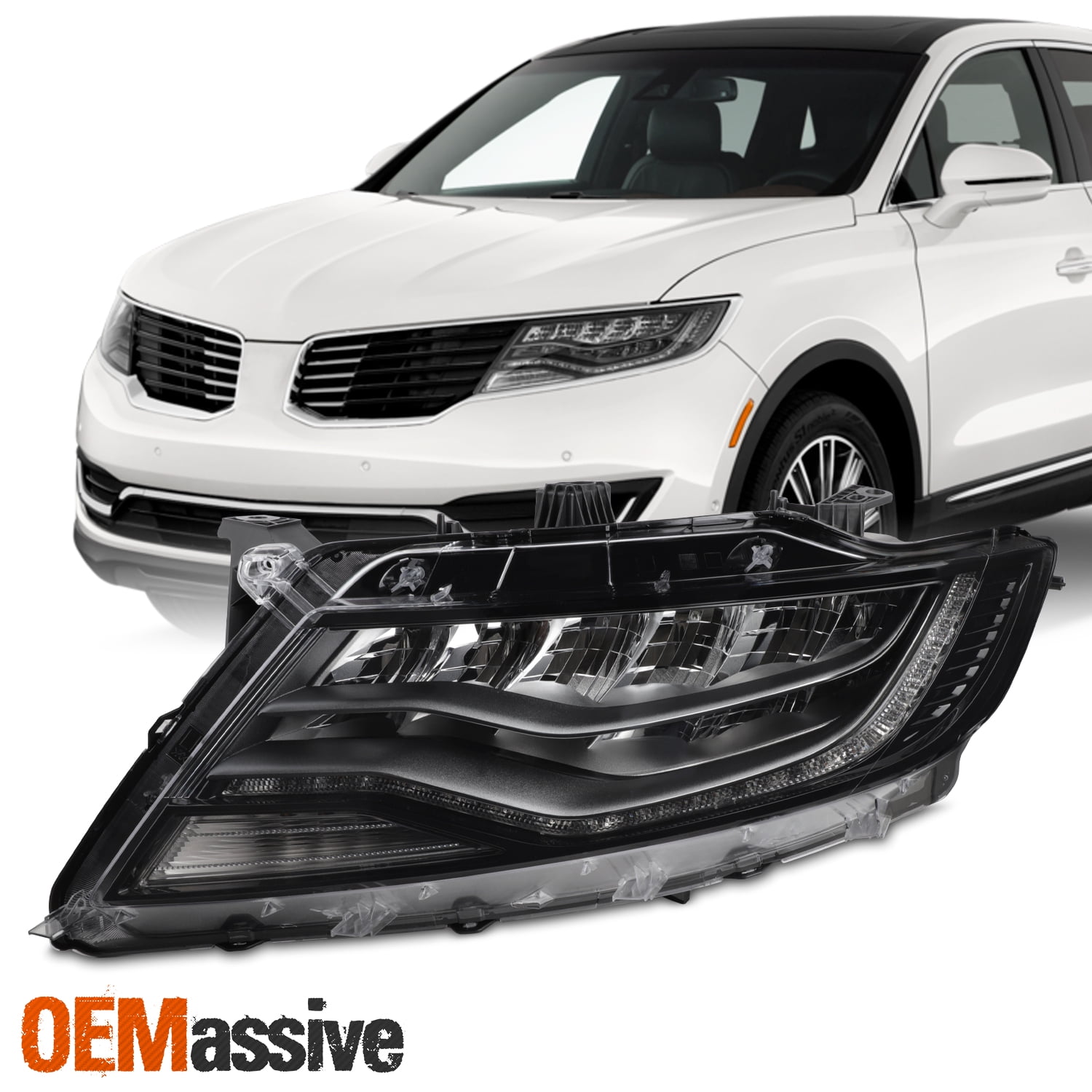 AKKON - Fit 2016 2017 2018 Lincoln MKX 16-18 [Full LED] Assembly w/ Autoleveling Projector ...