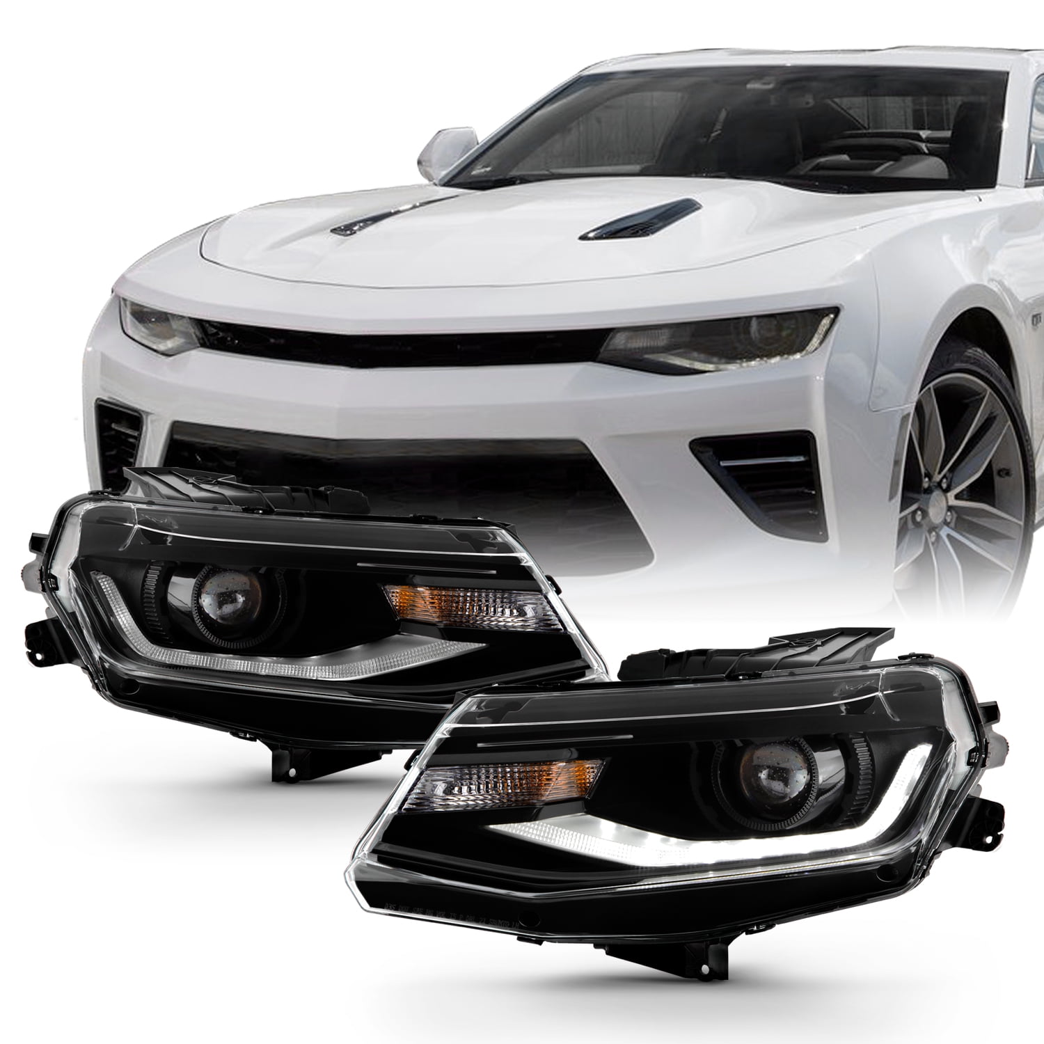 AKKON - Fit 2016-2018 Chevy Camaro 2019-2023 ZL1 [HID/Xenon] Black ...