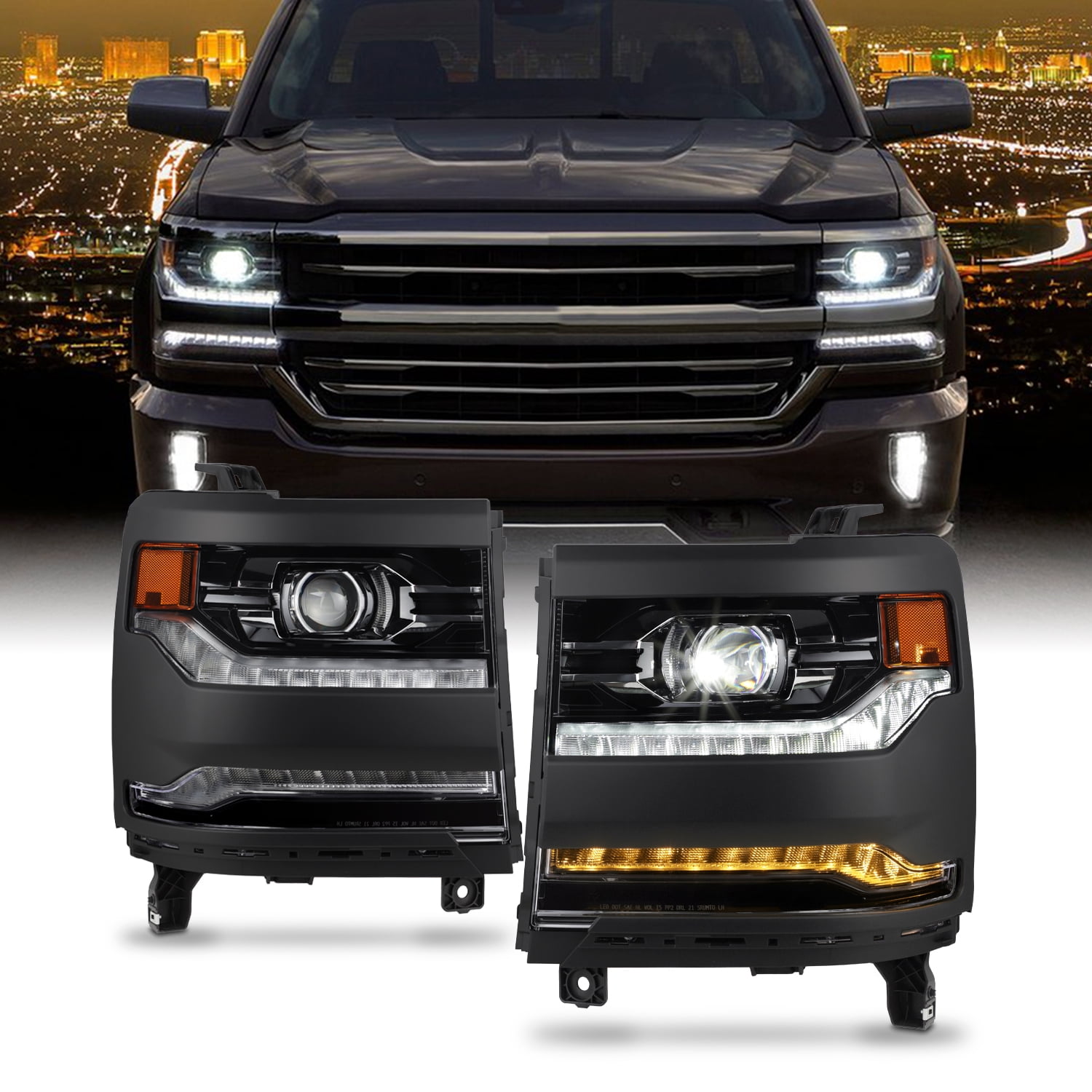 AKKON - Fit 2016-2018 Chevy Silverado 1500 OE Style [Full LED] w ...