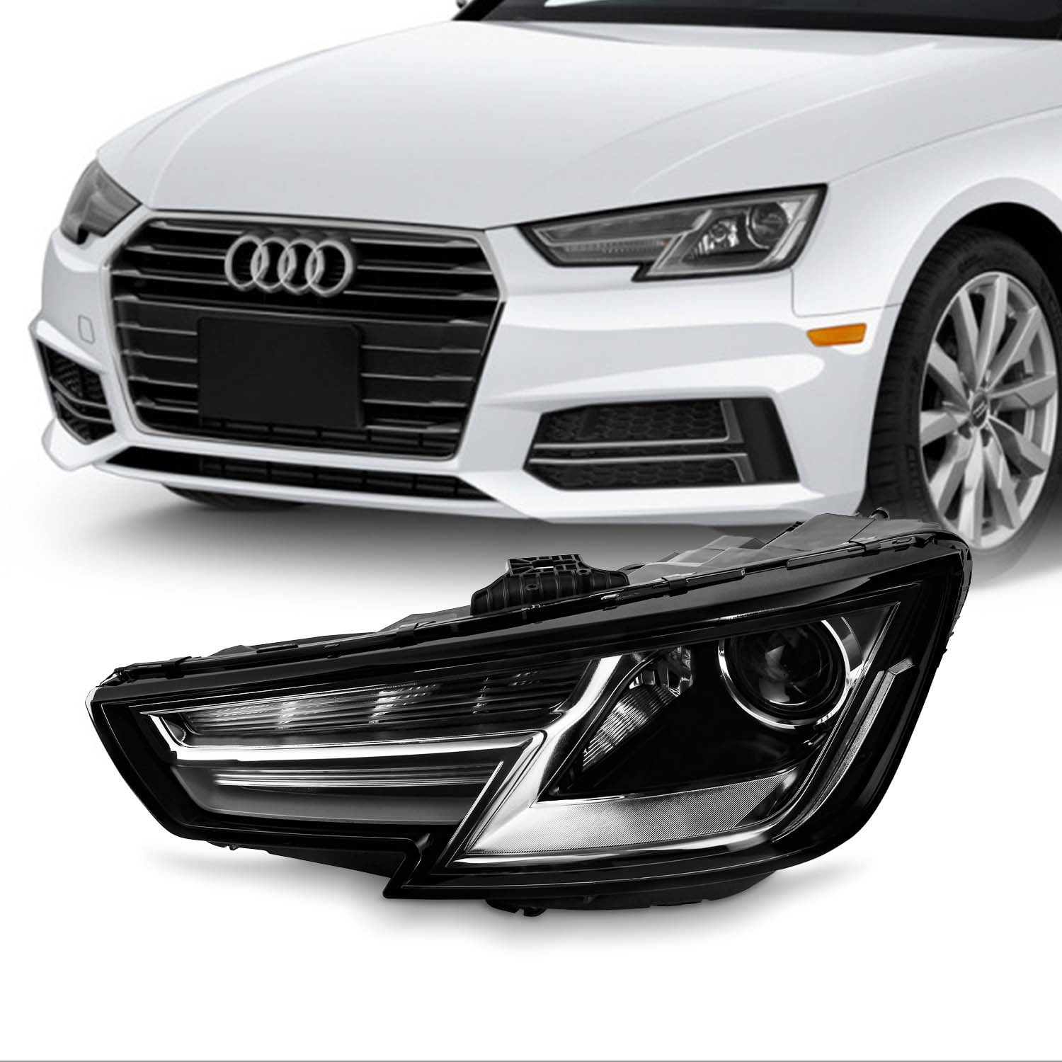 AKKON - Fit 2017 2018 2019 Audi A4 S4 HID/Xenon LED DRL [w/o AFS] OE ...
