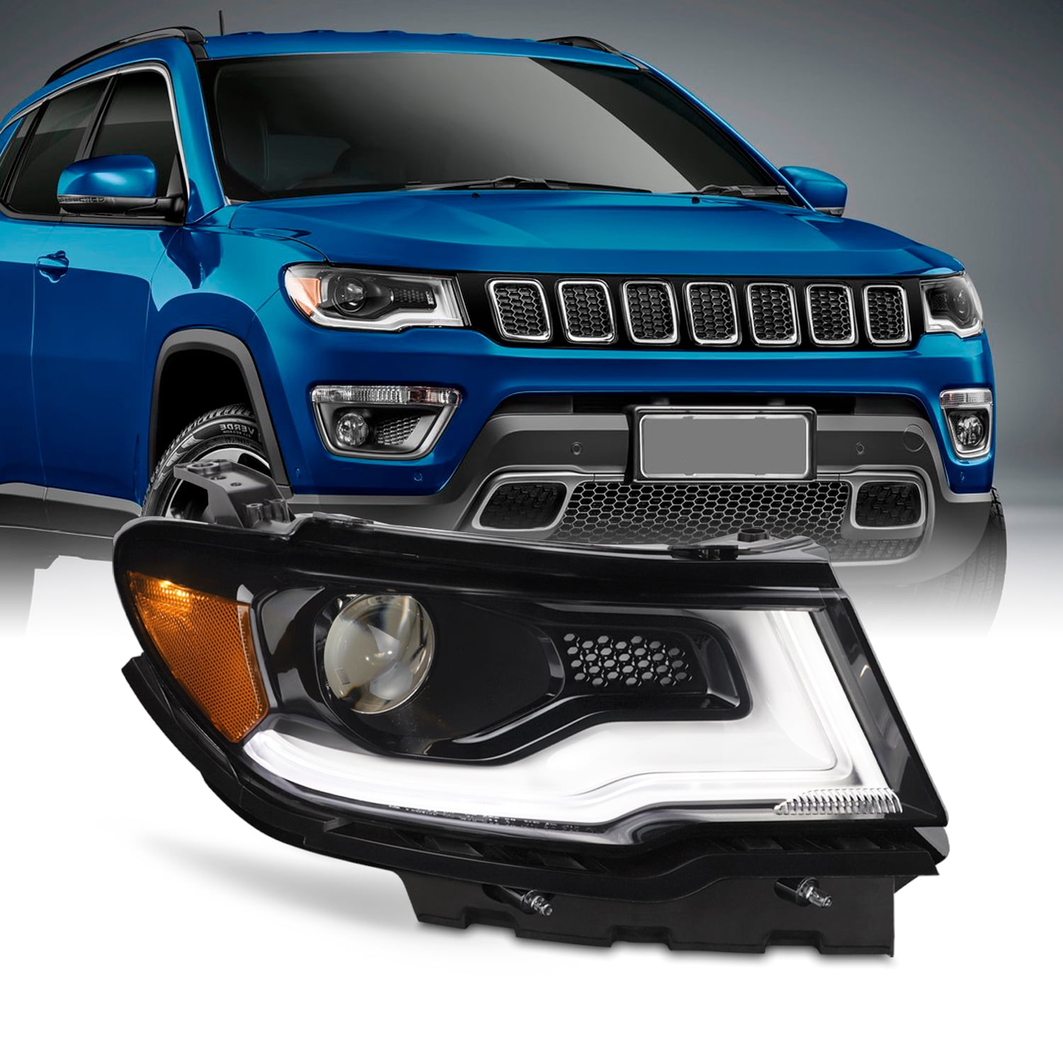 AKKON - Fit 2017-2021 Jeep Compass [HID/Xenon Type] LED Tube DRL ...