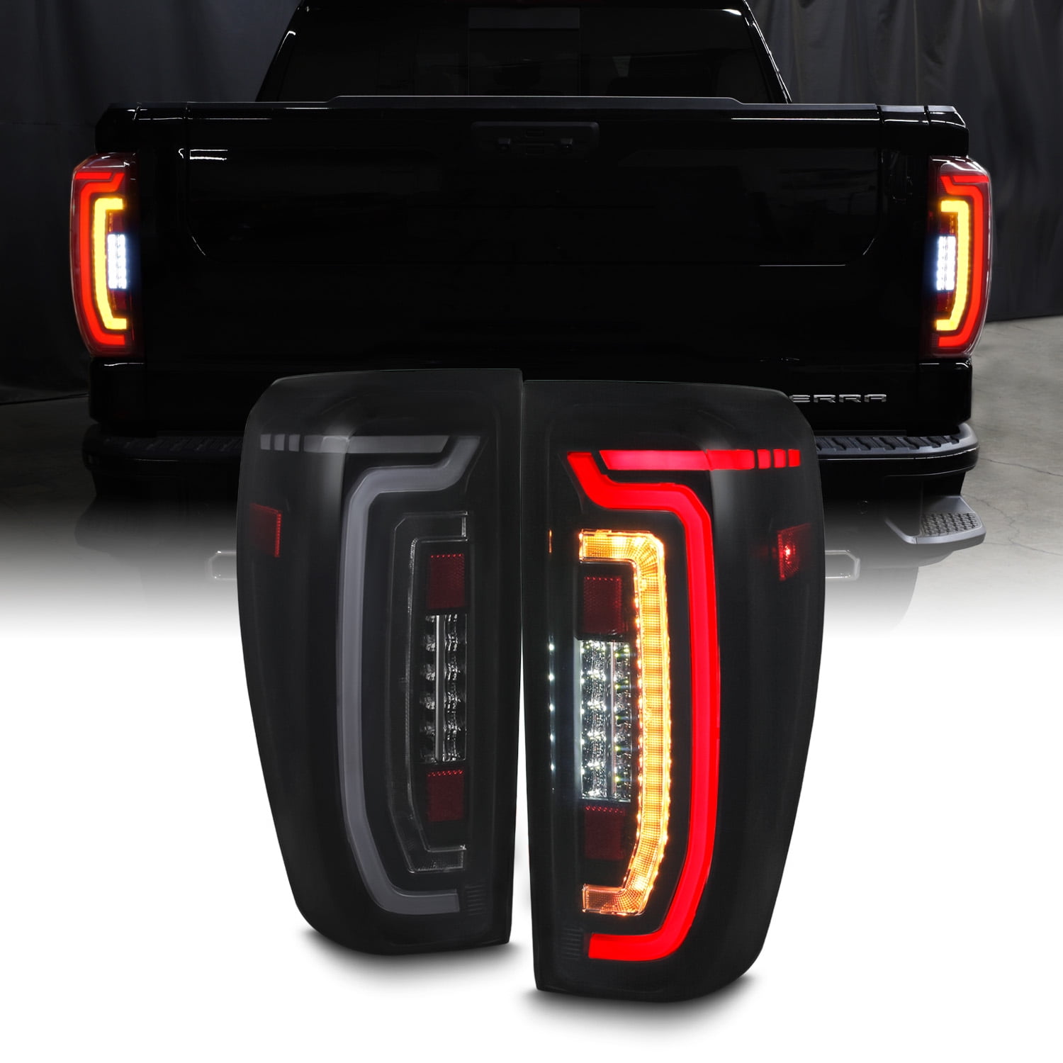 AKKON - Fit 2019-2024 GMC Sierra 1500 [Full LED] Tail Lights Brake ...