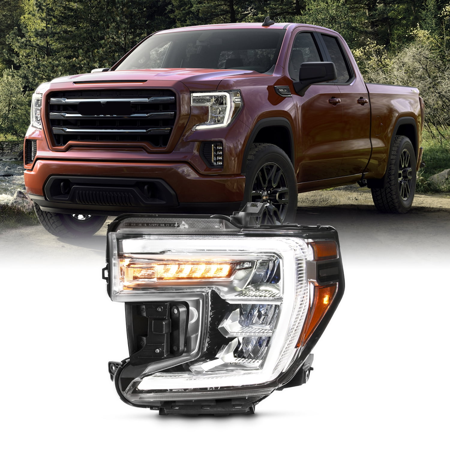 AKKON - Fit 2019 2020 2021 2022 GMC Sierra [FULL LED] w/DRL Turn Signal ...