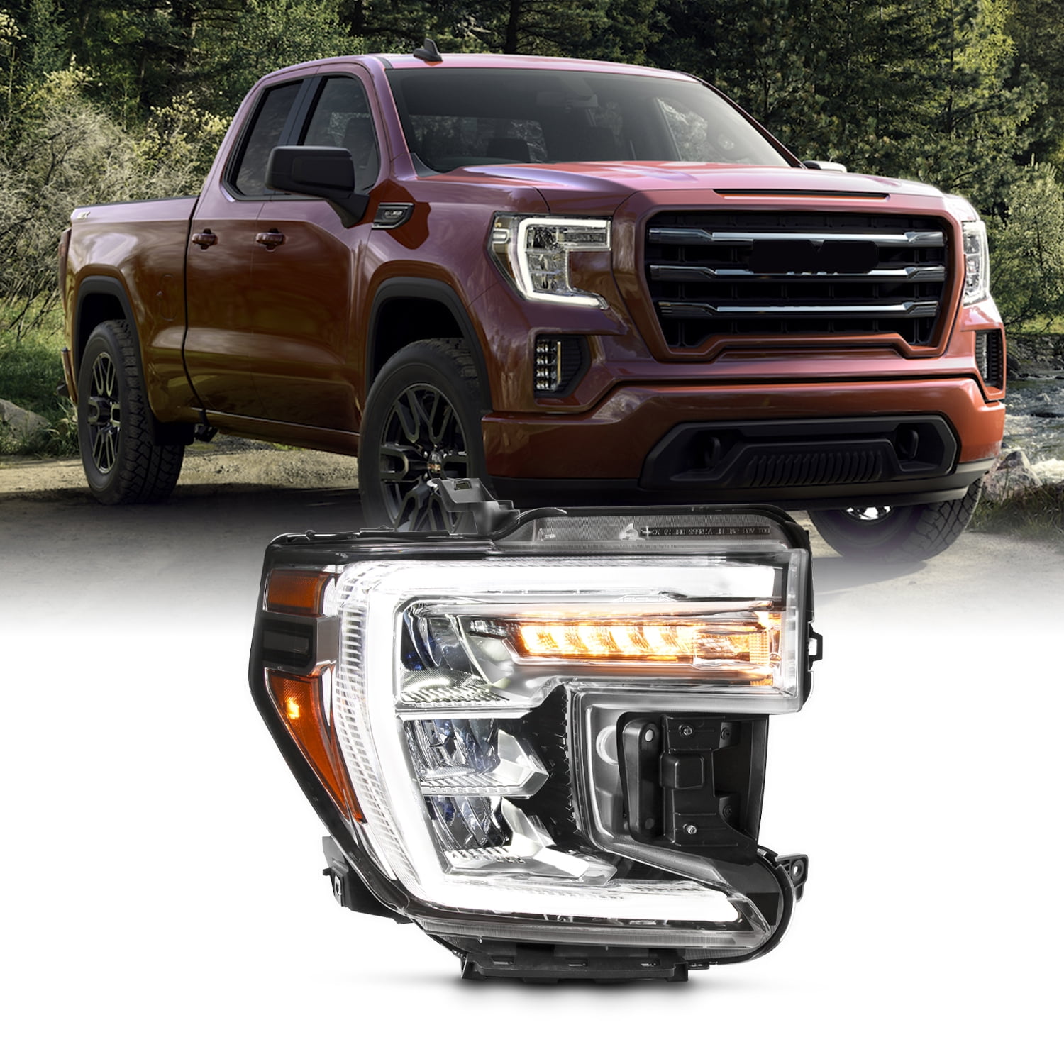 AKKON - Fit 2019 2020 2021 2022 GMC Sierra 1500 [FULL LED] w/DRL Turn ...