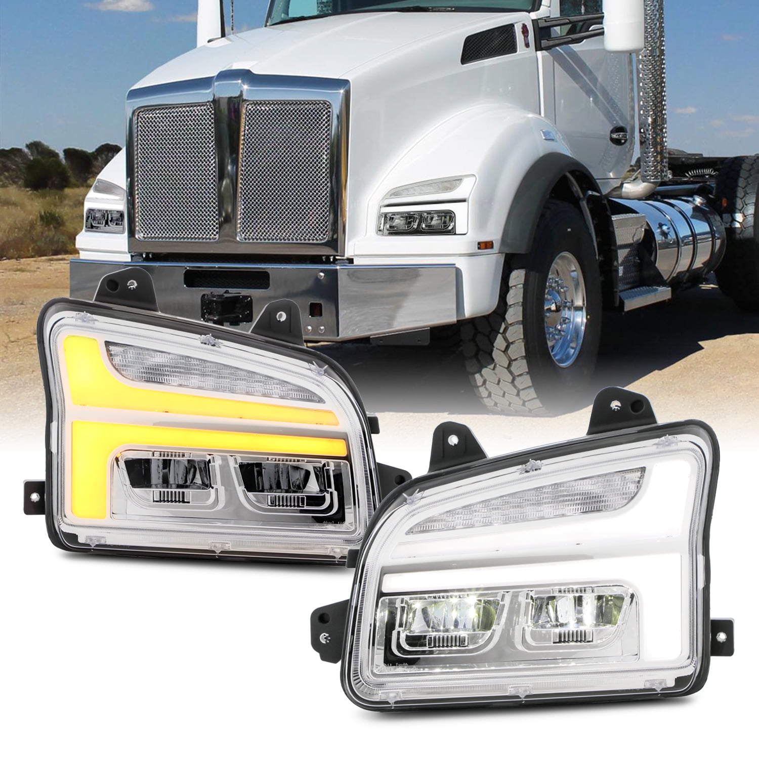 AKKON - Fit 2019+ Kenworth T880 Class 8 Truck Full LED DRL Switchback ...