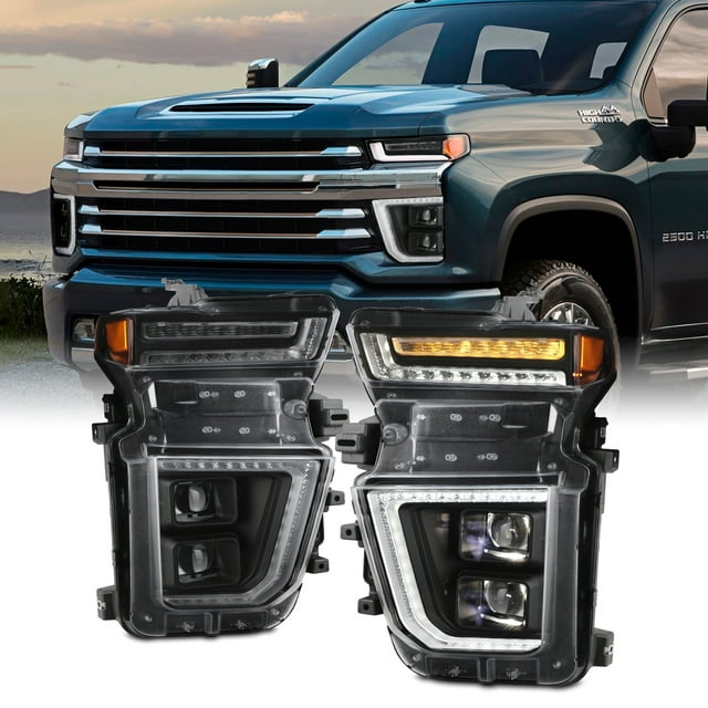 AKKON - Fit 2020 2021 2022 2023 Chevy Silverado 2500HD/3500HD [Halogen Model] w/Sequential LED ...