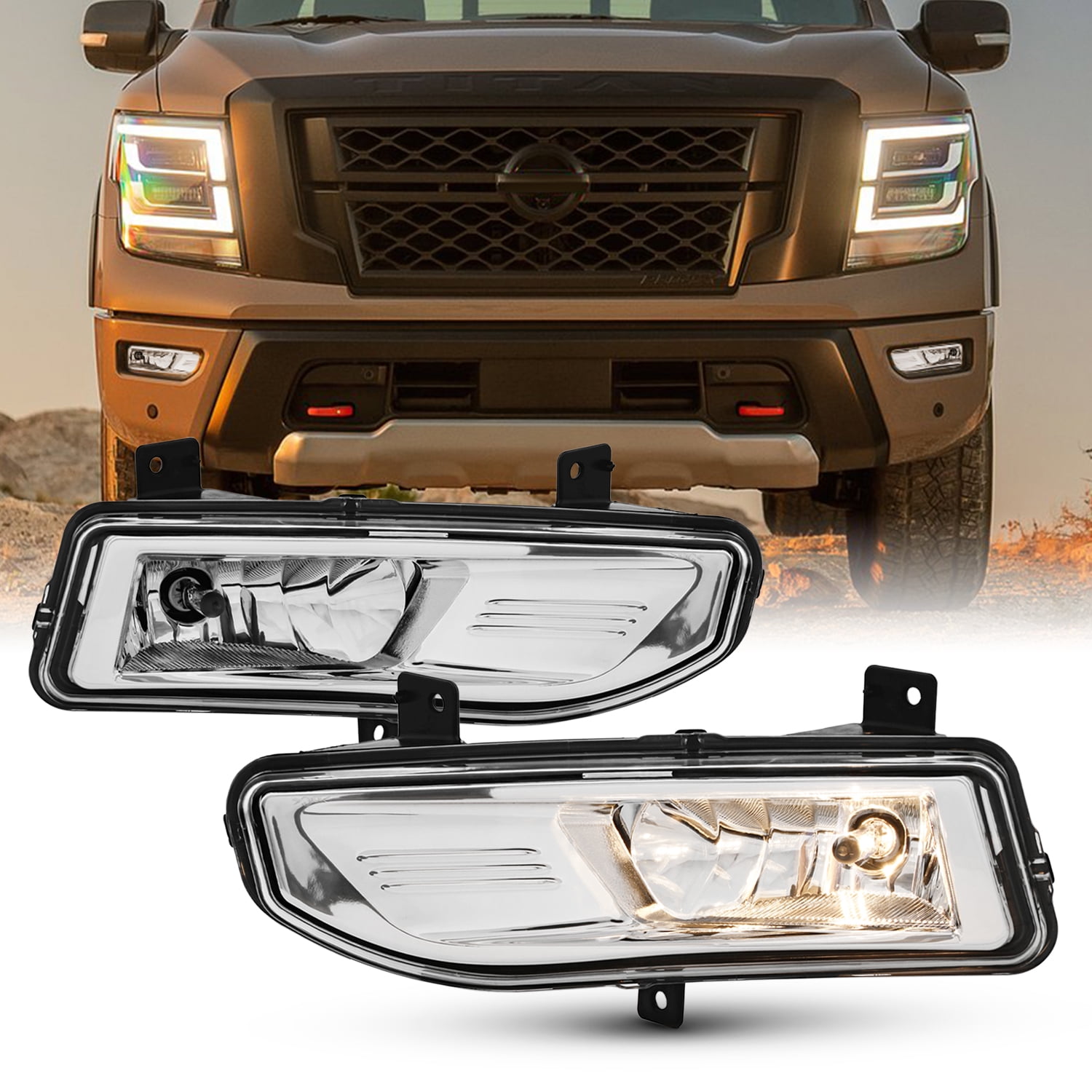 AKKON - 2020-2023 Nissan Titan, Titan XD Halogen Fog Lights w/Switch ...