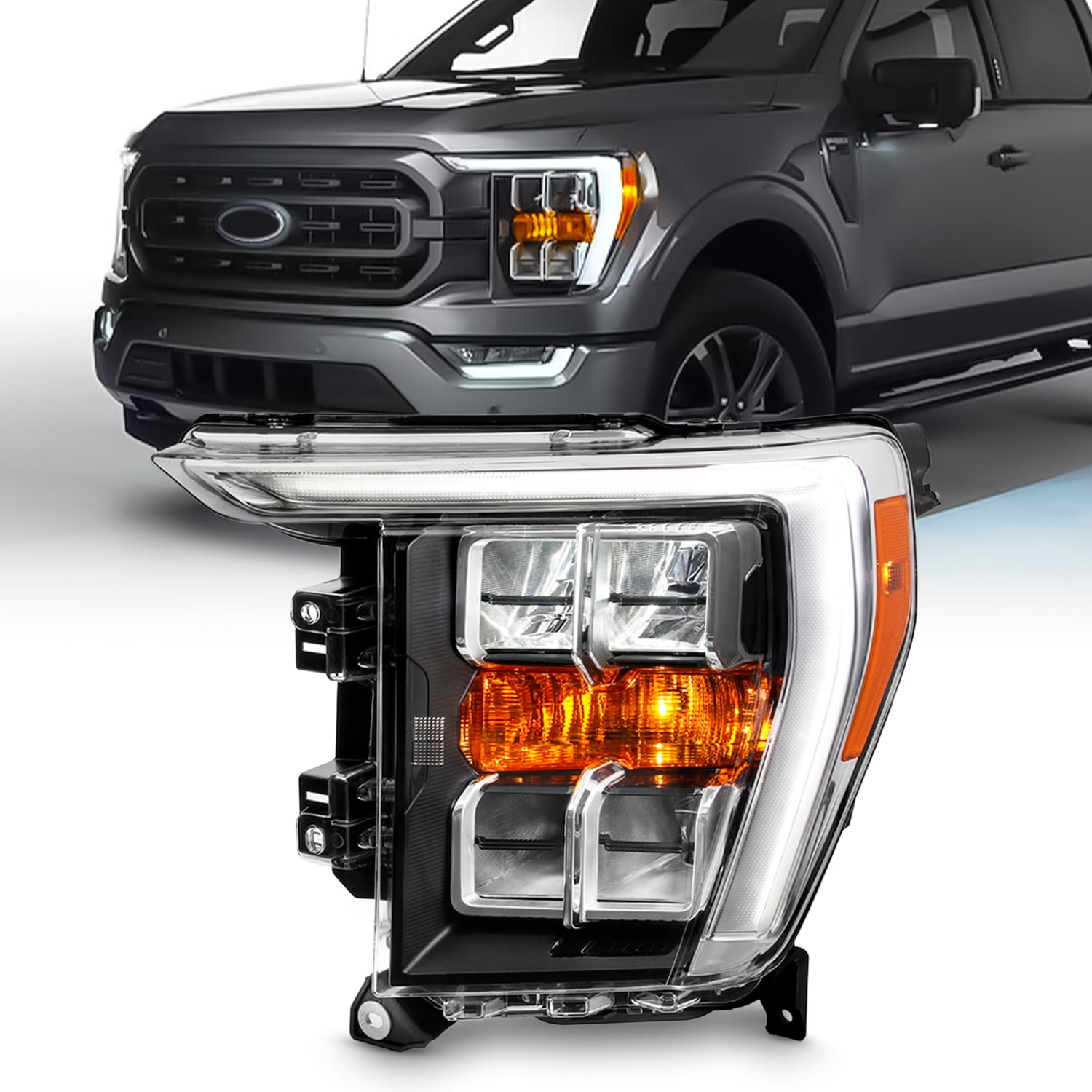 AKKON - Fit 2021 2022 2023 Ford F150 21-23 Pickup Truck Quad LED DRL w ...
