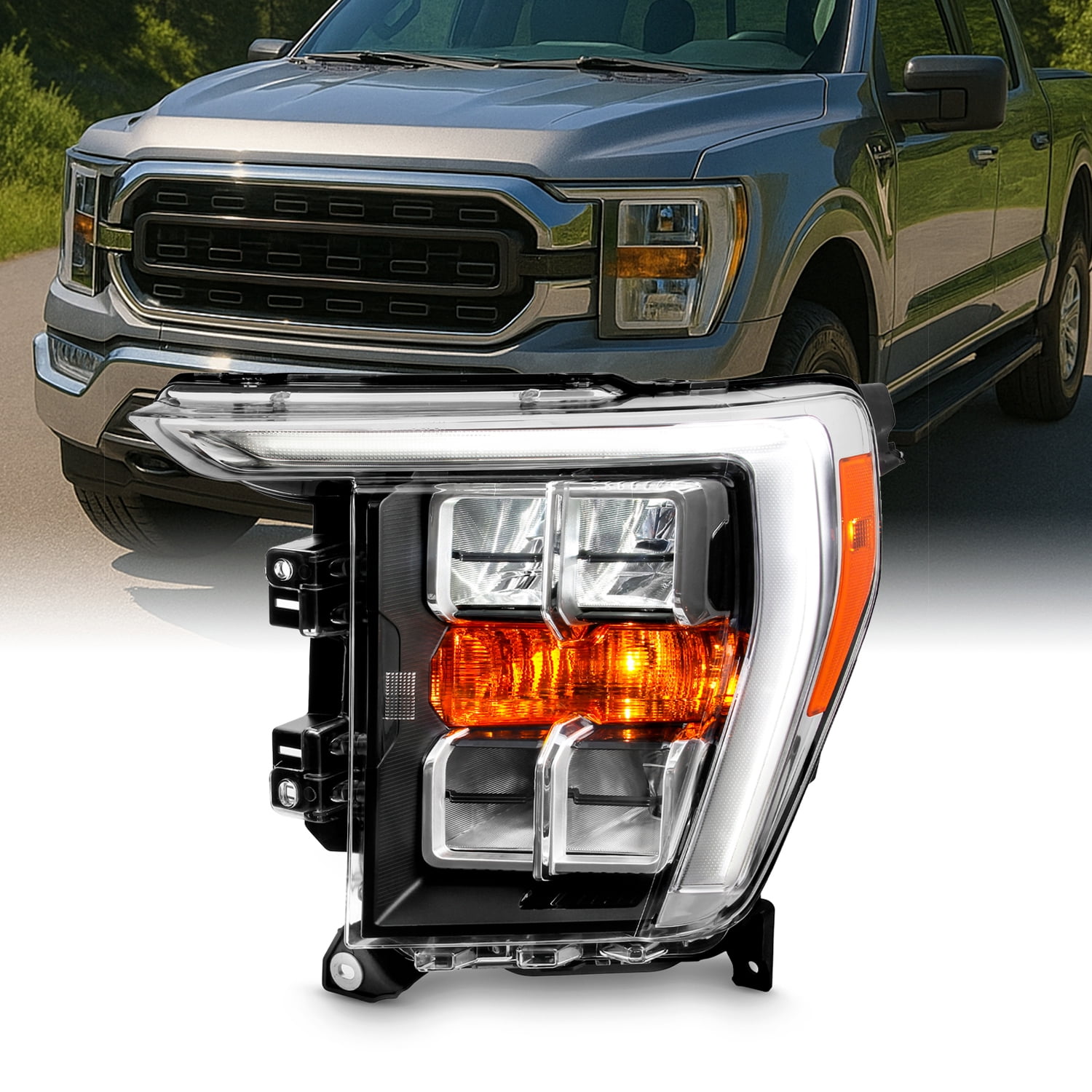 AKKON - Fit 2021 2022 2023 Ford F150 21-23 Pickup Truck Quad LED DRL w ...