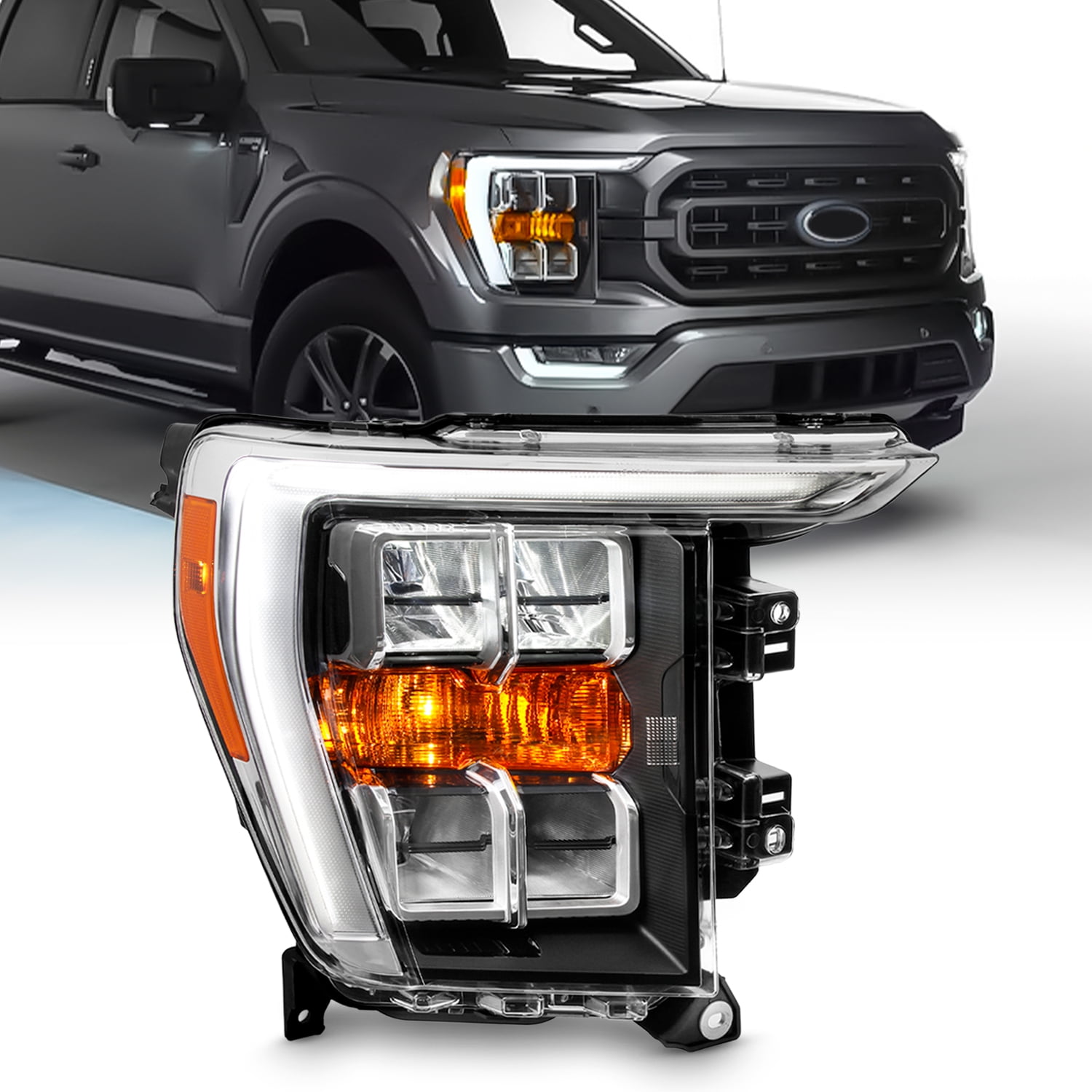 AKKON - Fit 2021 2022 2023 Ford F150 21-23 Pickup Truck Quad LED DRL w ...