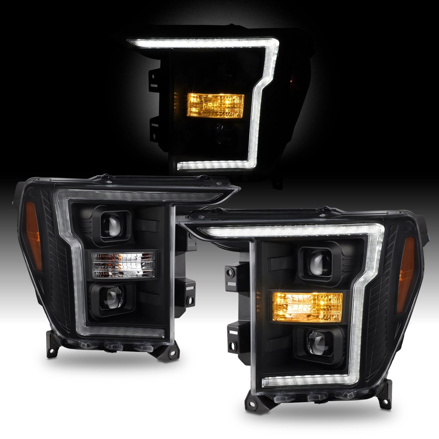 AKKON - Fit 2021 2022 2023 Ford F150 Halogen Type Projector Headlights ...