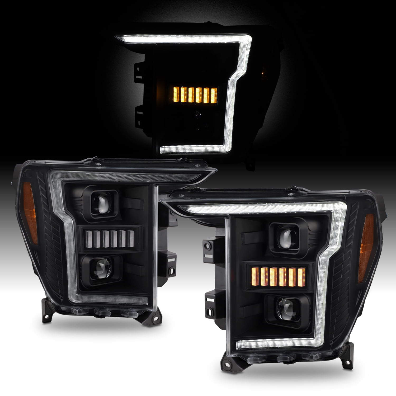 AKKON - Fit 2021 2022 2023 Ford F150 Halogen Type Projector Headlights ...