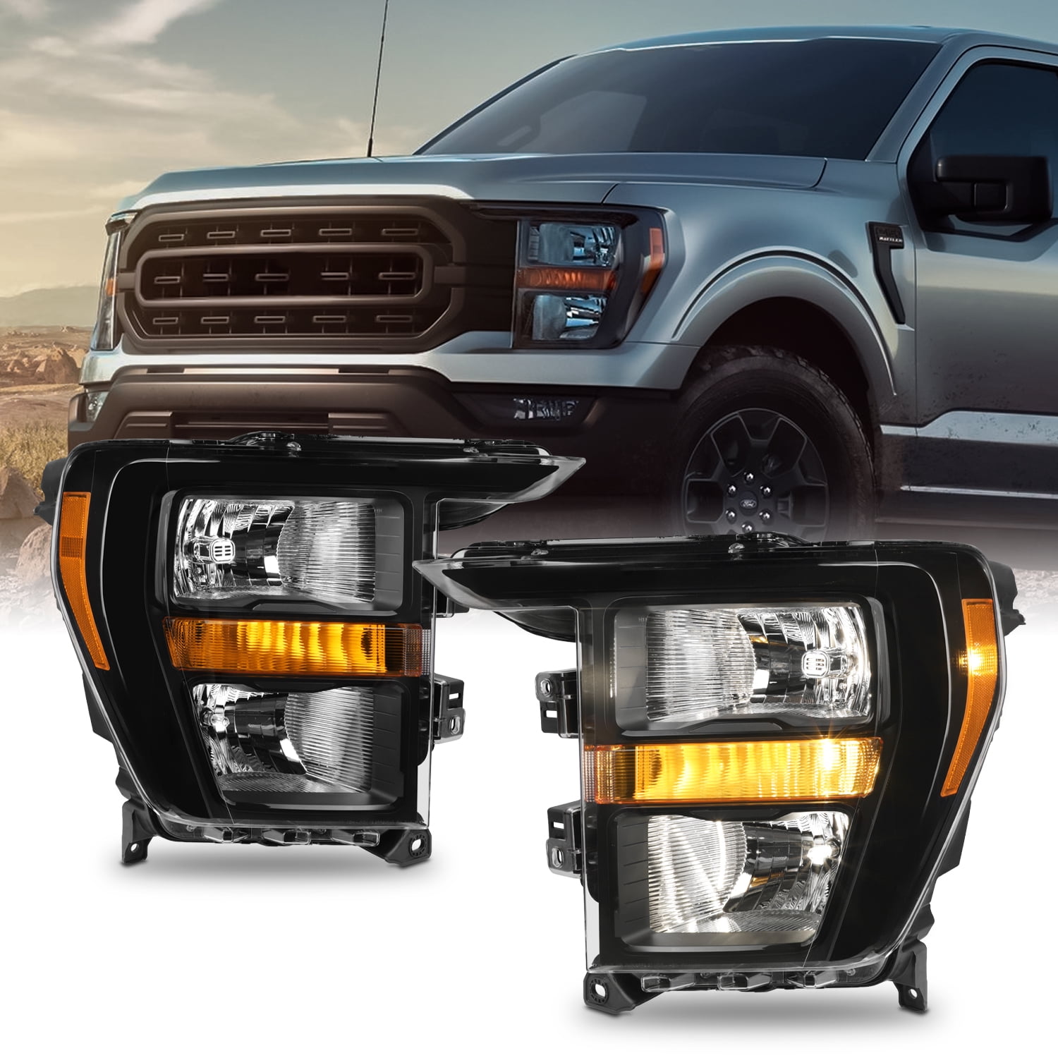 AKKON - Fit 2021 2022 2023 Ford F150 Pickup Truck [Halogen Type ... AKKON - Fit 2021 2022 2023 Ford F150 Pickup Truck [Halogen Type ...