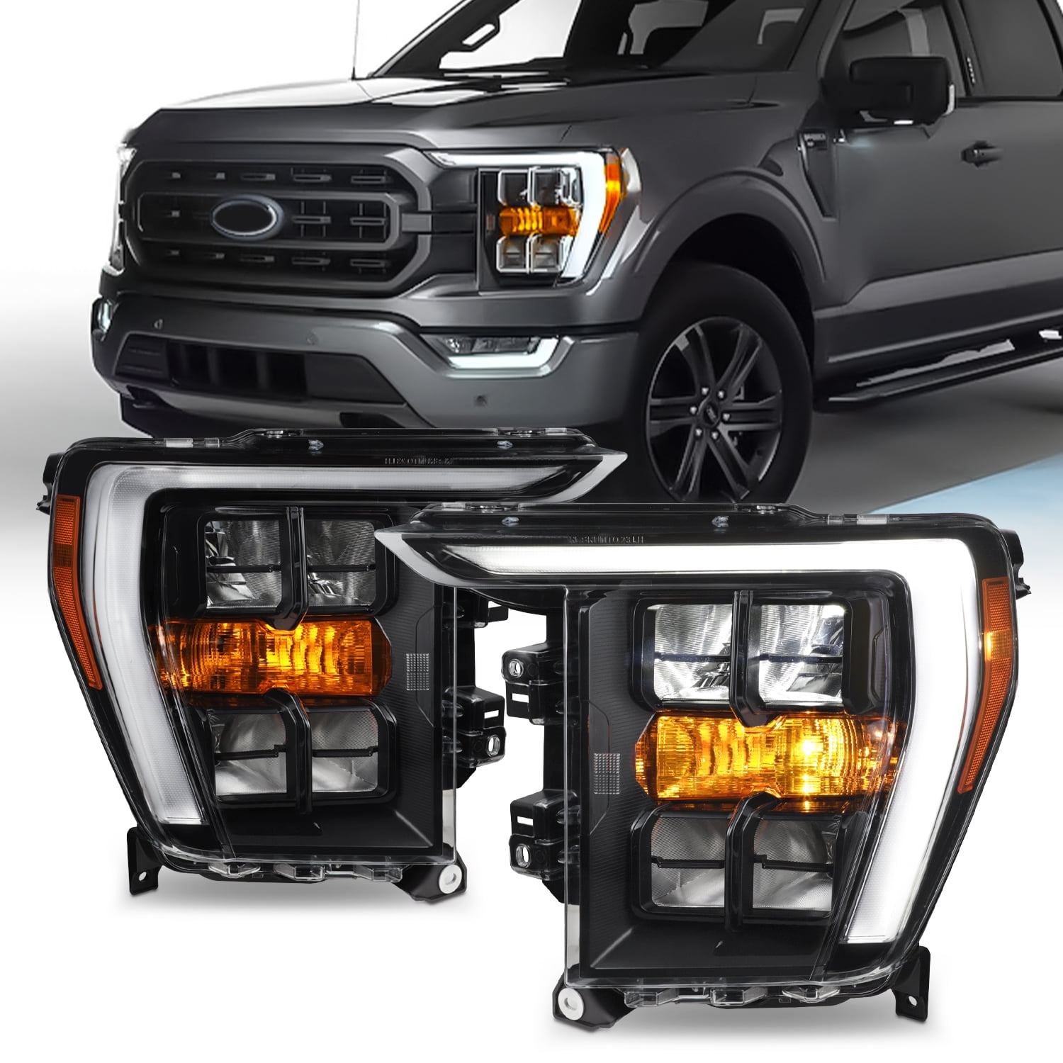 AKKON - Fit 2021 2022 2023 Ford F150 Pickup Truck Quad Beam LED w/ DRL ...