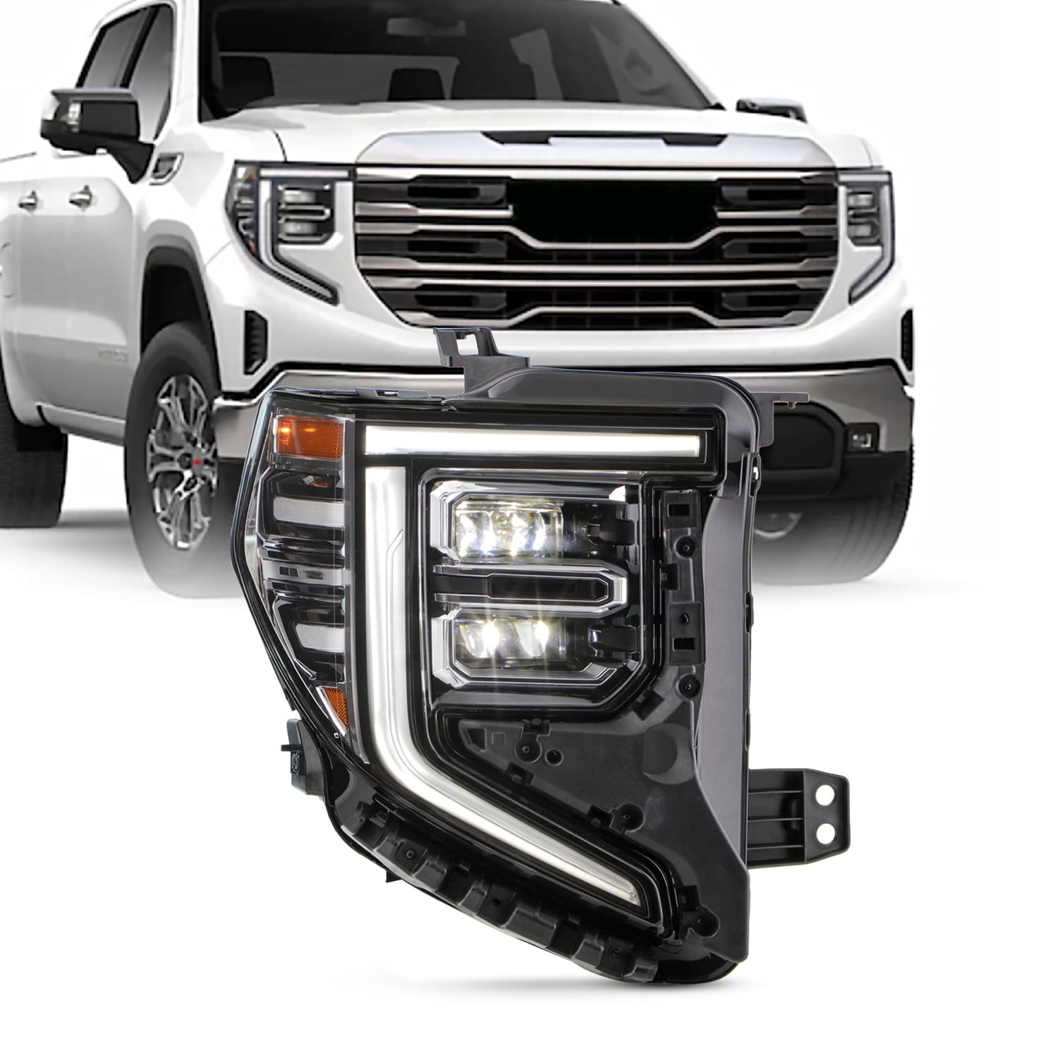 AKKON - Fit 2022 2023 2024 GMC Sierra 1500 SLT | Denali Full LED DRL ...