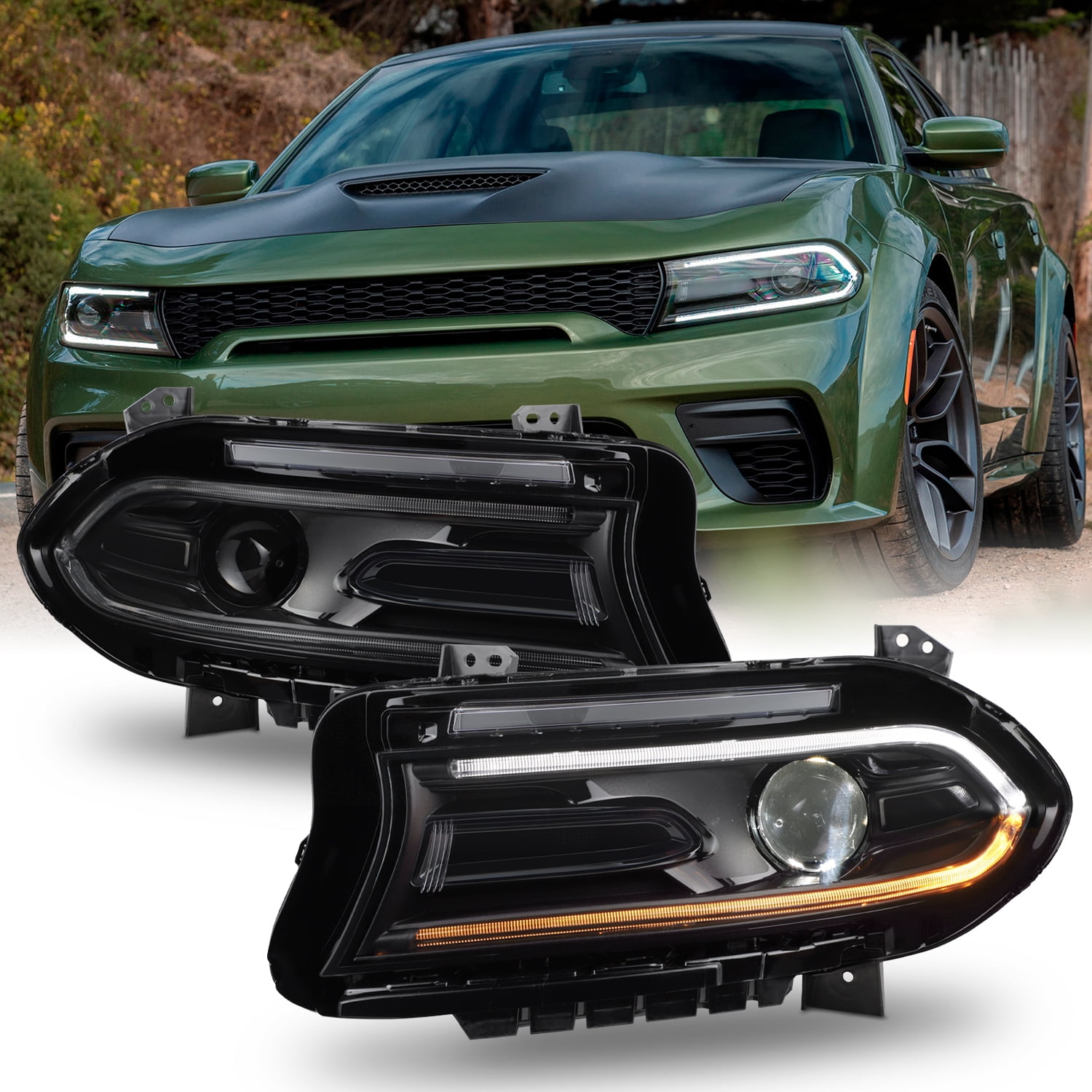 AKKON - Fit 2022 2023 Dodge Charger 22-23 [Halogen Type] w/LED Signal ...