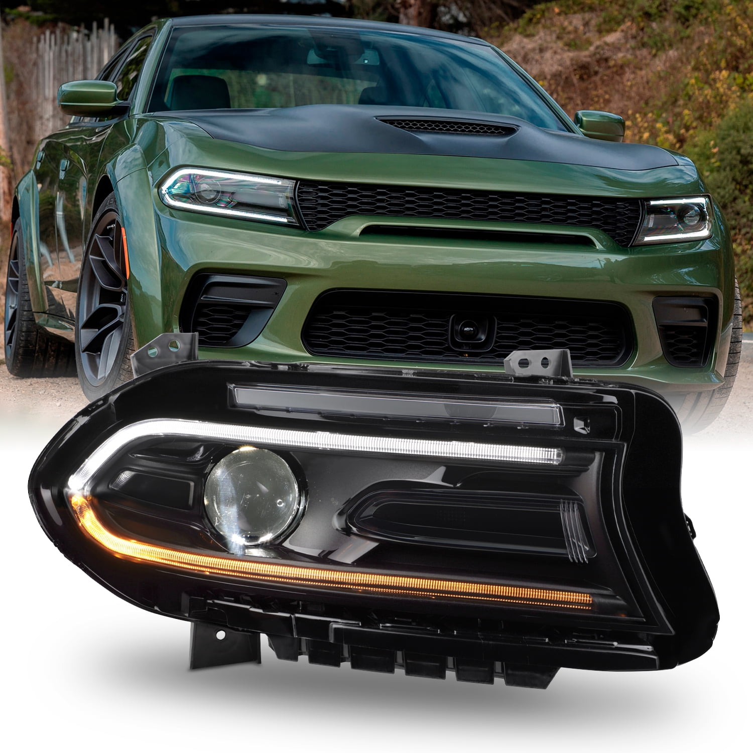 AKKON - Fit 2022 2023 Dodge Charger 22-23 [Halogen Type] w/LED Signal ...