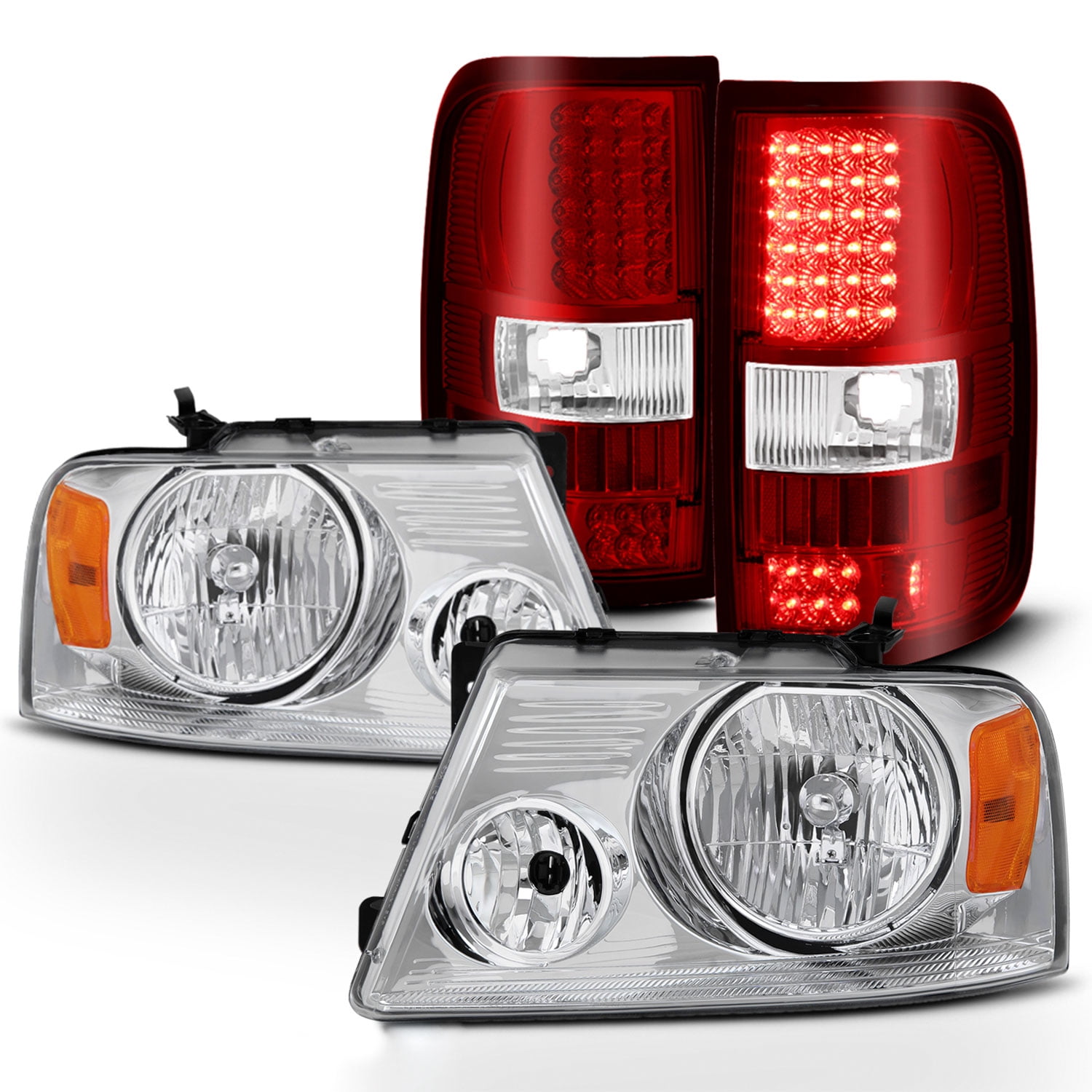 AKKON - Fits 2004-2008 Ford F150 Pickup Chrome Headlights + [Styleside ...