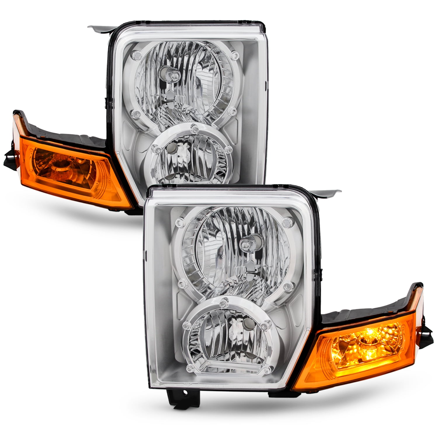 AKKON - Chrome Replacement Headlights for 2006-2010 Jeep Commander w ...
