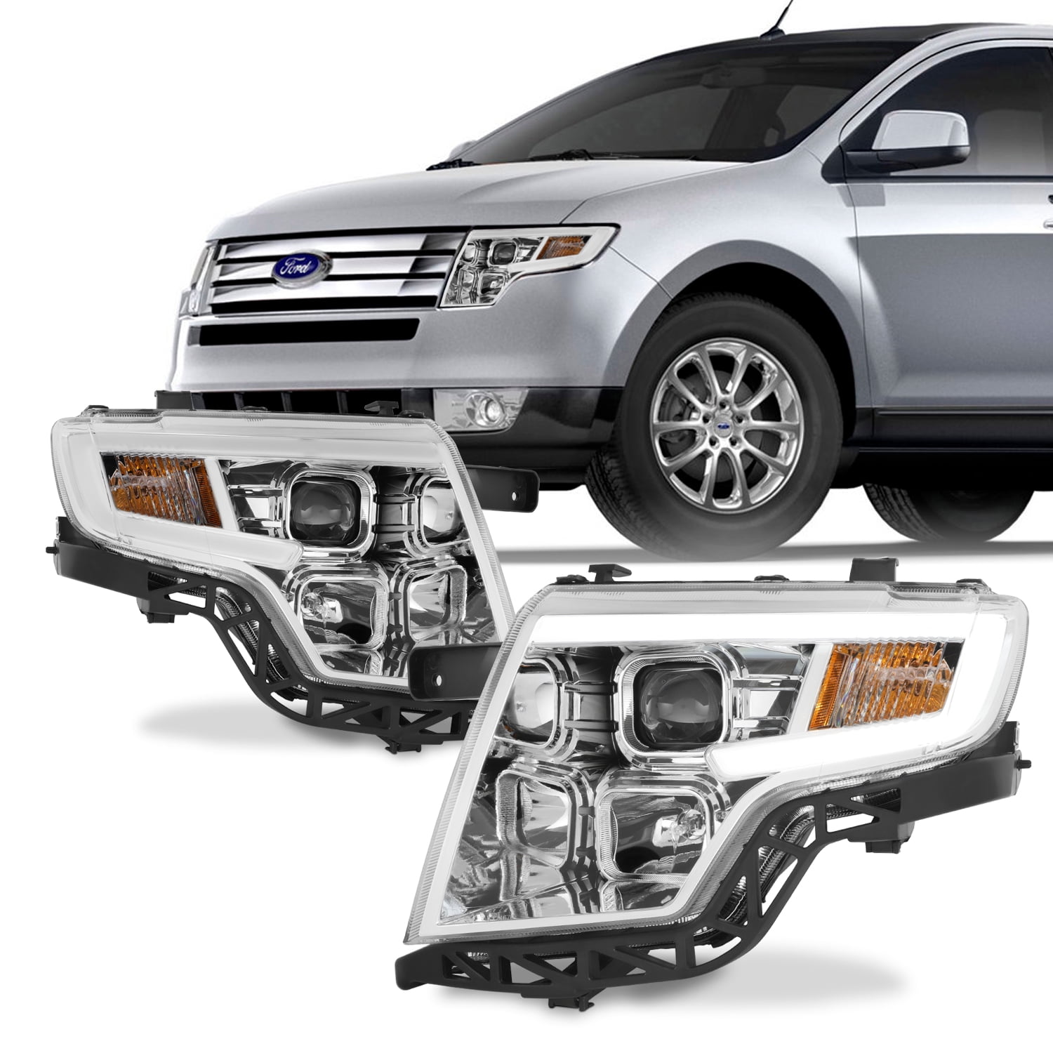 AKKON - Fits 2007-2010 Ford Edge LED Light Tube Stylish DRL Projector ...