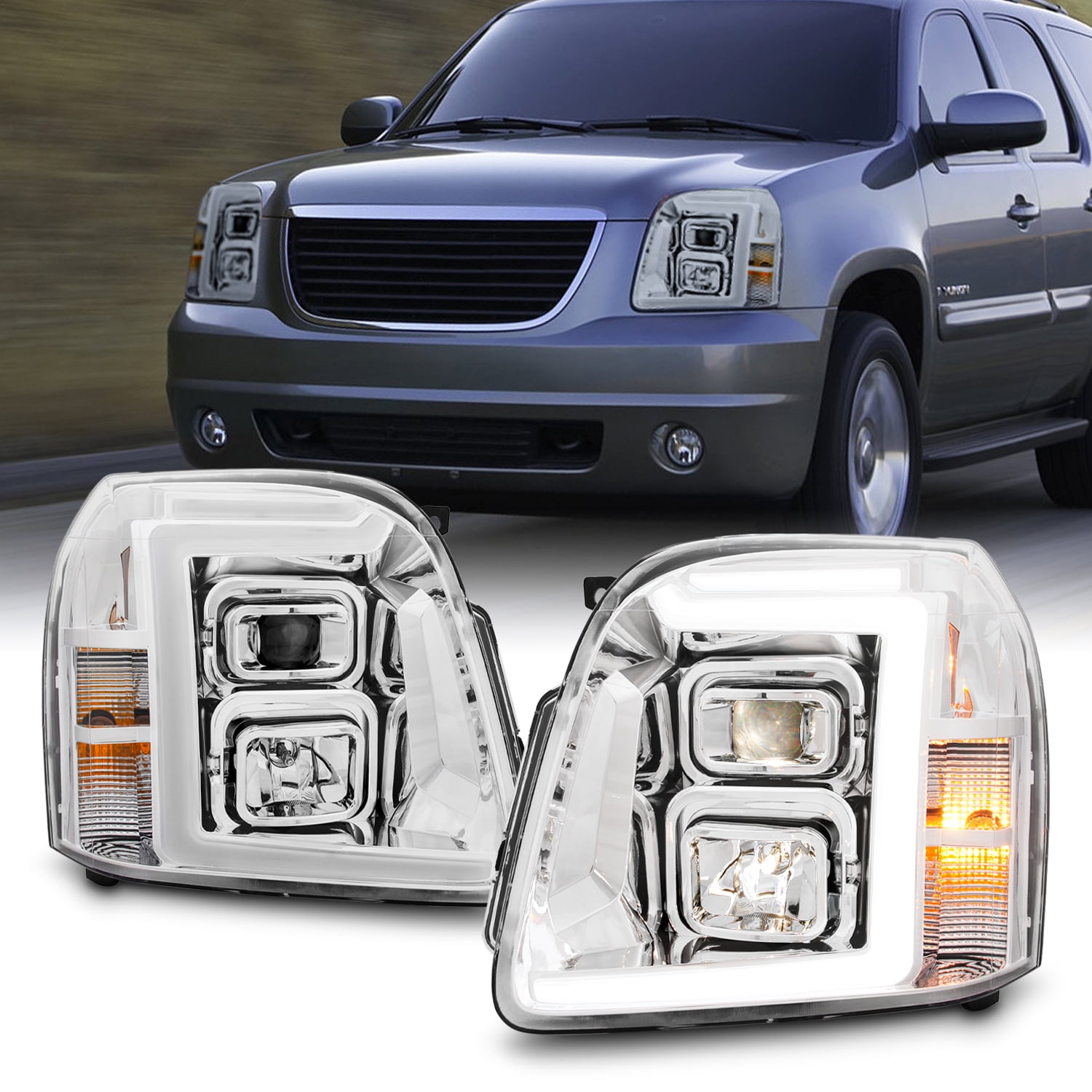 AKKON - Fits 2007-2014 GMC Yukon XL 1500 2500 SUV [LED C-Tube DRL ...