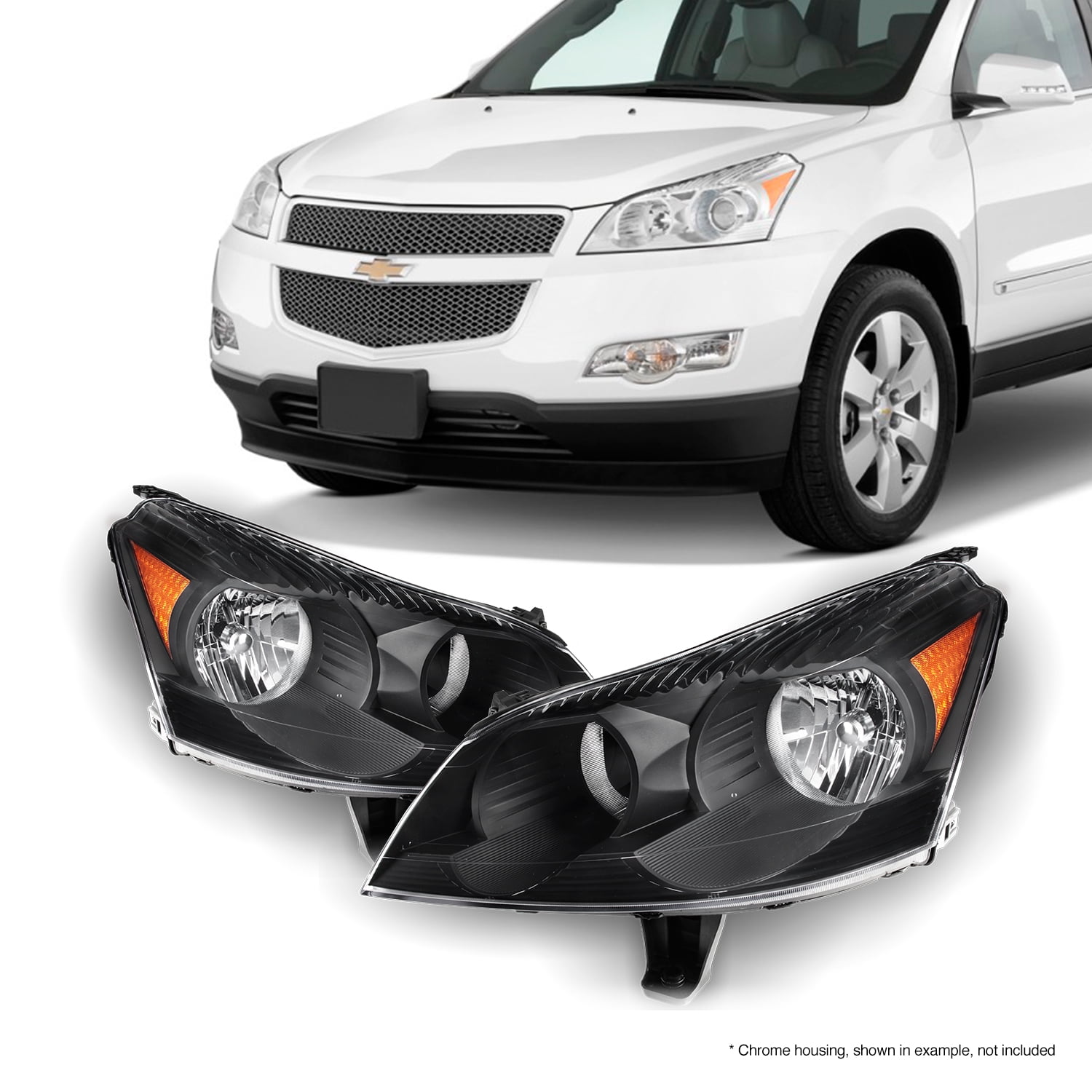 AKKON - Front Light Assembly for 2009-2012 Chevy Traverse, Black Bezel ...