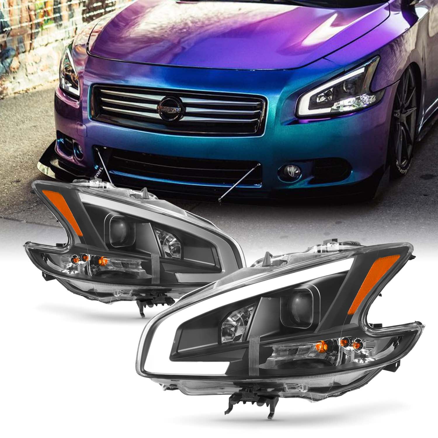 AKKON - Fits 2009 -2014 Nissan Maxima LED DRL Light Tube Projector ...