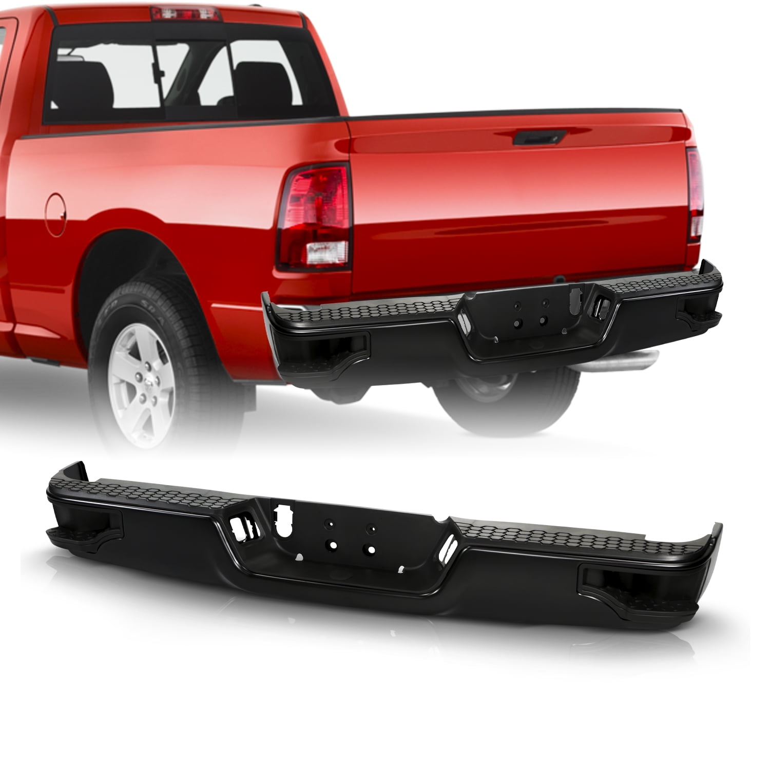 AKKON - Fits 2009-2018 Dodge Ram Corner Step Steel Rear Bumper Set w/o ...