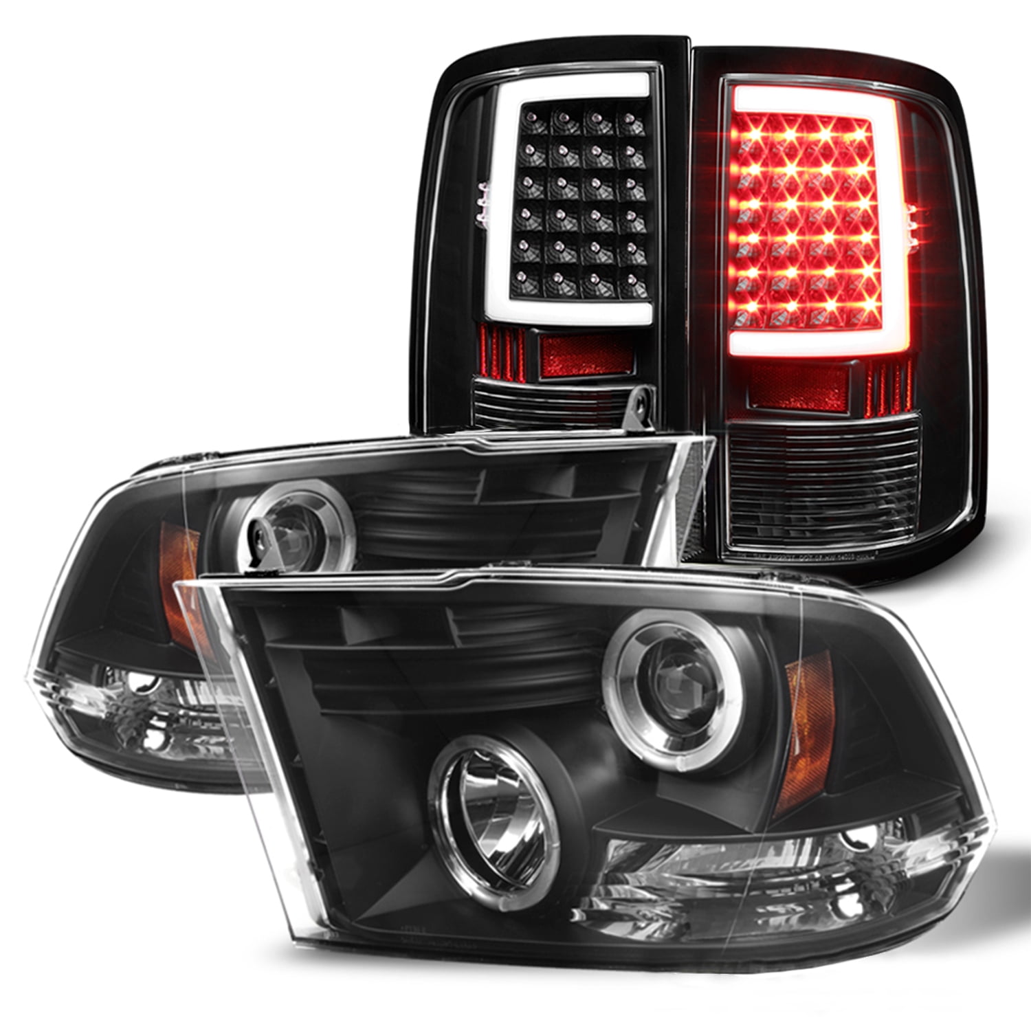 AKKON - Fits 2009-2018 Ram Dual LED DRL Projector Black Housing ...